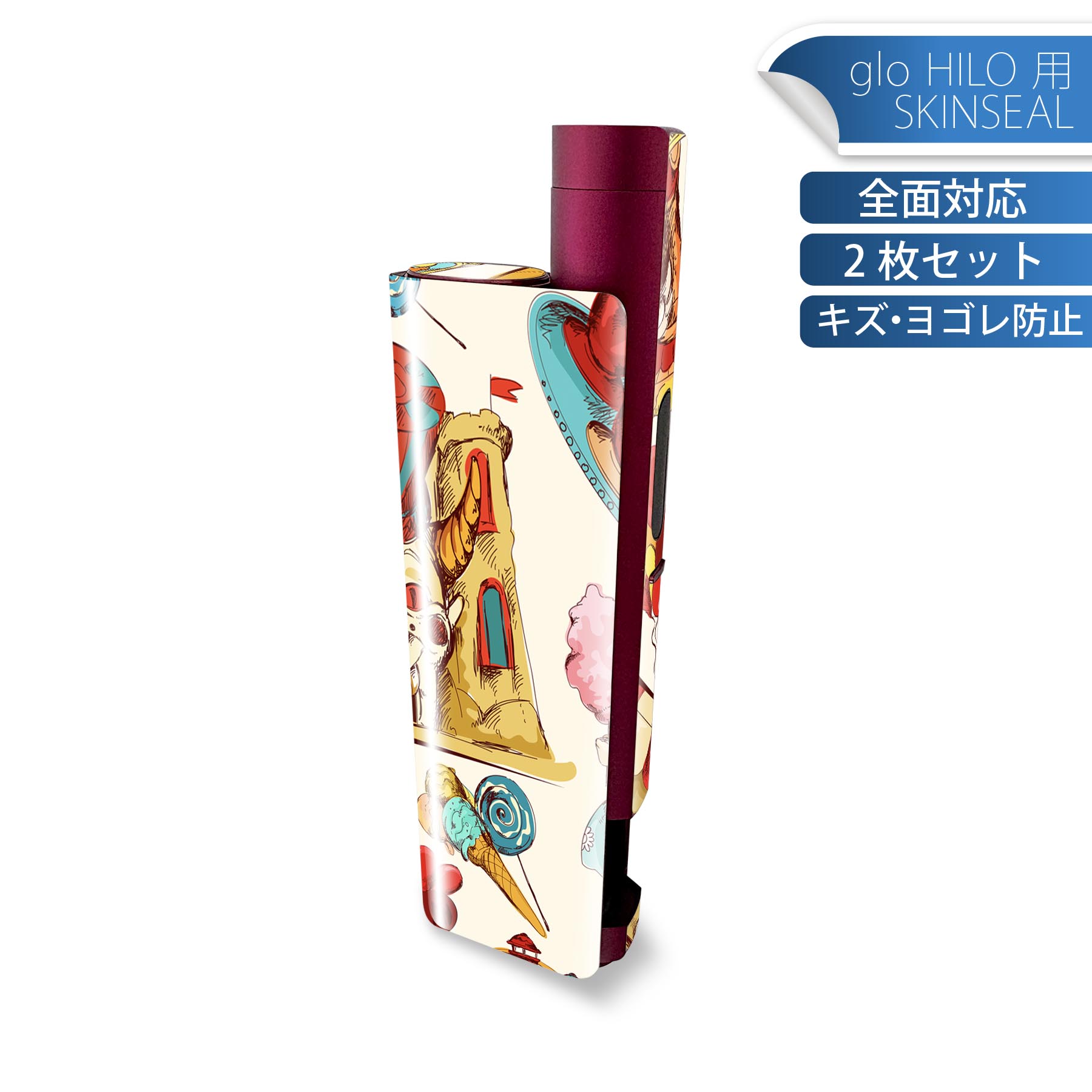 商品特徴・貼るだけでかんたん着せ替え、glo HILO plus 専用デザインスキンシール・高精細プリントで写真と遜色のない仕上がり！半光沢シートでしっとりツヤのある表現力・正面に加え、天面・底面シールがセットで一体感アップ！・ちょっとした...