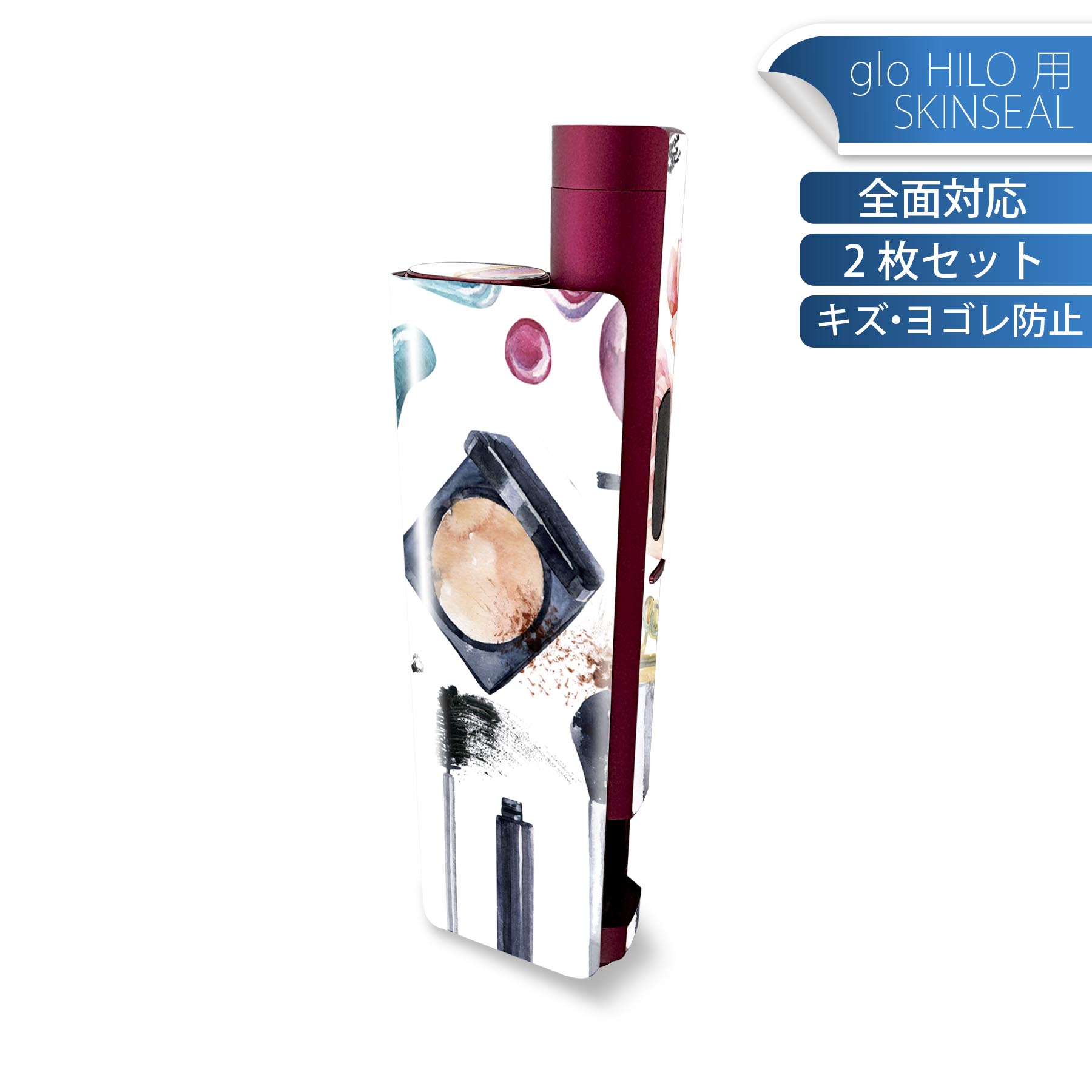 商品特徴・貼るだけでかんたん着せ替え、glo HILO plus 専用デザインスキンシール・高精細プリントで写真と遜色のない仕上がり！半光沢シートでしっとりツヤのある表現力・正面に加え、天面・底面シールがセットで一体感アップ！・ちょっとした...
