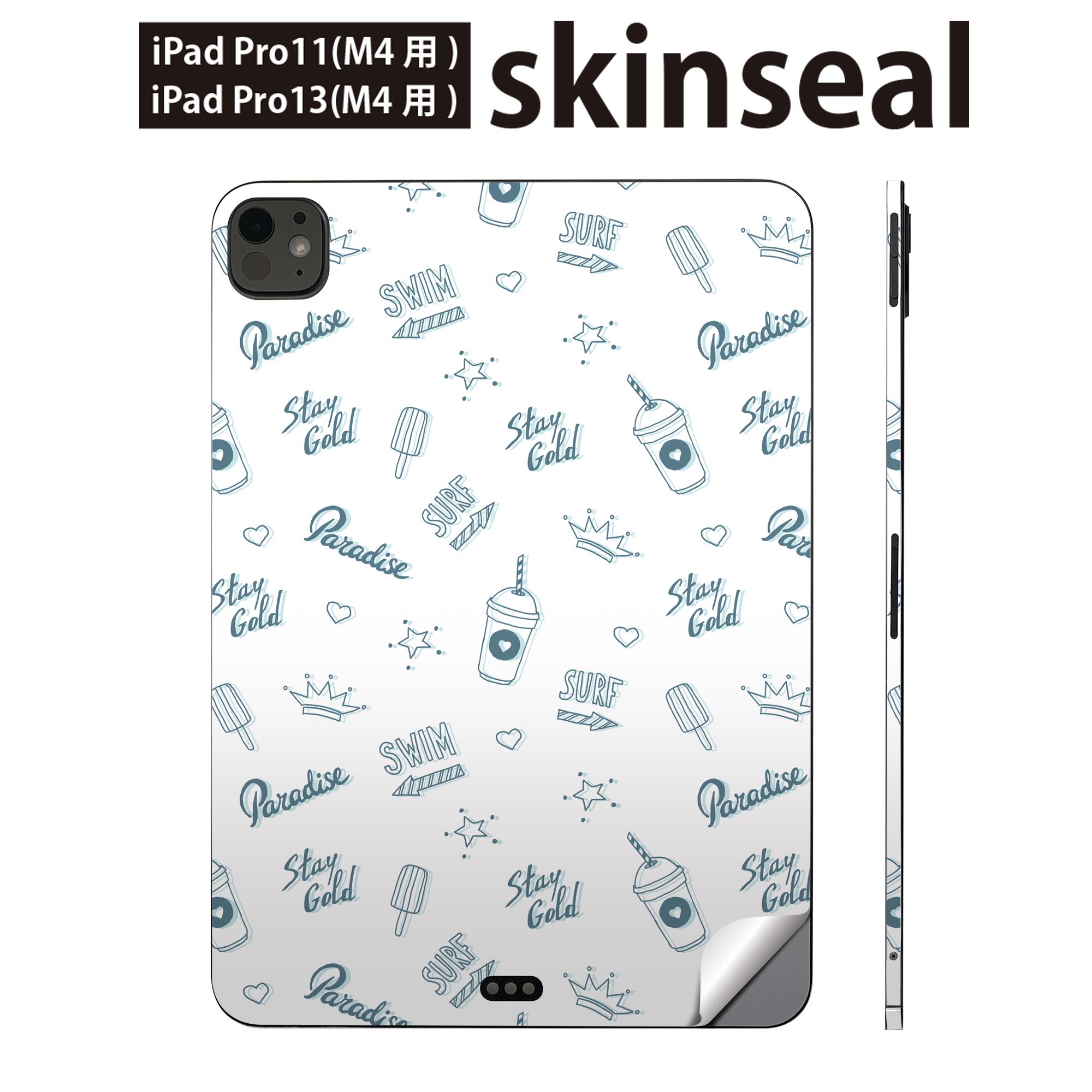 商品特徴・貼るだけでかんたん着せ替え、iPadpro11・13専用デザインスキンシール・高精細プリントで写真と遜色のない仕上がり！半光沢シートでしっとりツヤのある表現力・ちょっとしたすり傷からMacBook本体を保護・接着部はエアフリー素材...