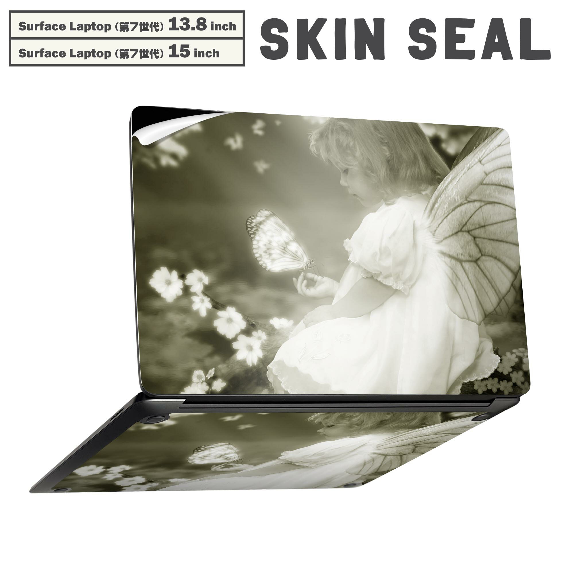 商品特徴・貼るだけでかんたん着せ替え、Surfac Laptop(第7世代) 13.8インチ・15インチ 共通対応デザインスキンシール・高精細プリントで写真と遜色のない仕上がり！半光沢シートでしっとりツヤのある表現力・ちょっとしたすり傷から...