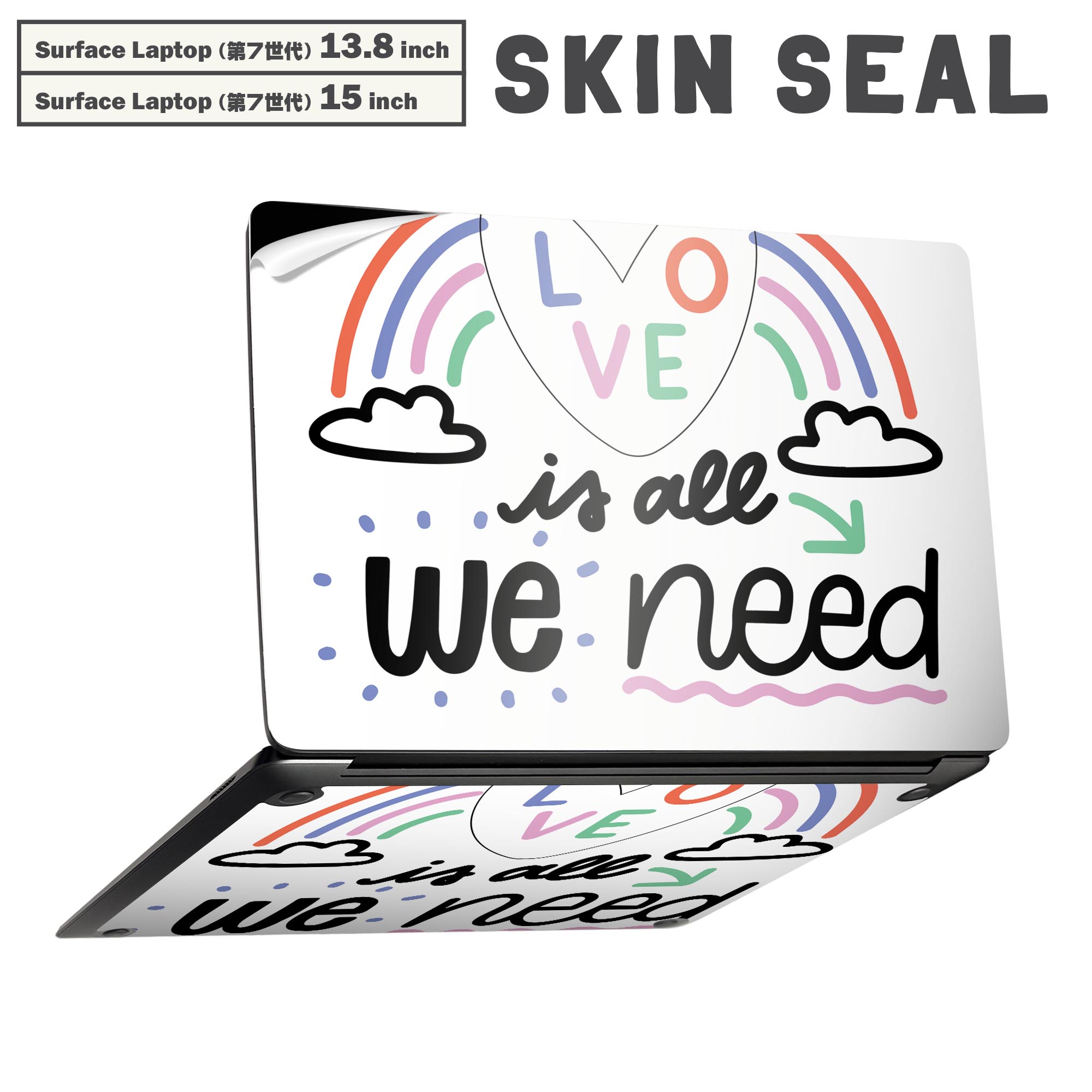 商品特徴・貼るだけでかんたん着せ替え、Surfac Laptop(第7世代) 13.8インチ・15インチ 共通対応デザインスキンシール・高精細プリントで写真と遜色のない仕上がり！半光沢シートでしっとりツヤのある表現力・ちょっとしたすり傷から...