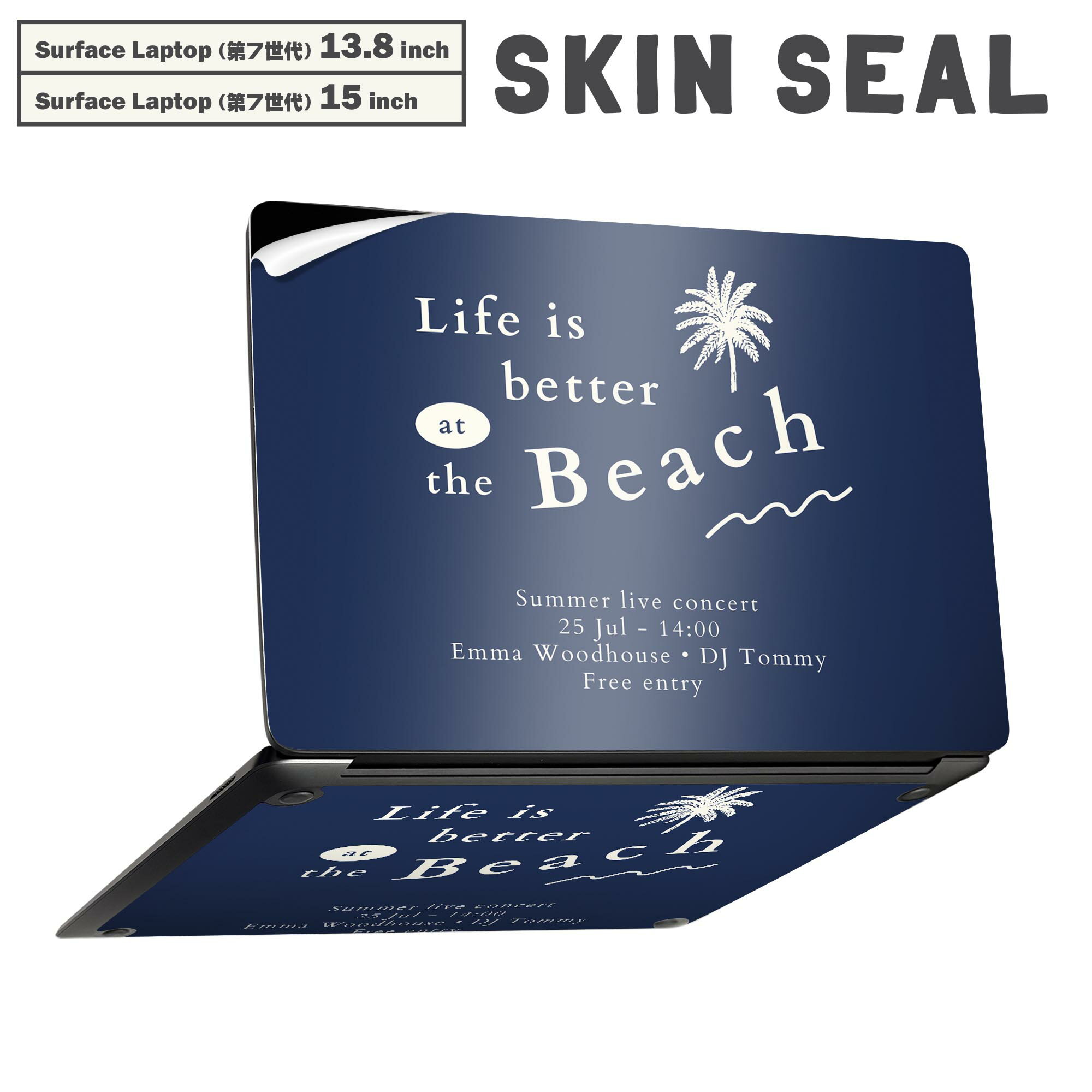 商品特徴・貼るだけでかんたん着せ替え、Surfac Laptop(第7世代) 13.8インチ・15インチ 共通対応デザインスキンシール・高精細プリントで写真と遜色のない仕上がり！半光沢シートでしっとりツヤのある表現力・ちょっとしたすり傷から...