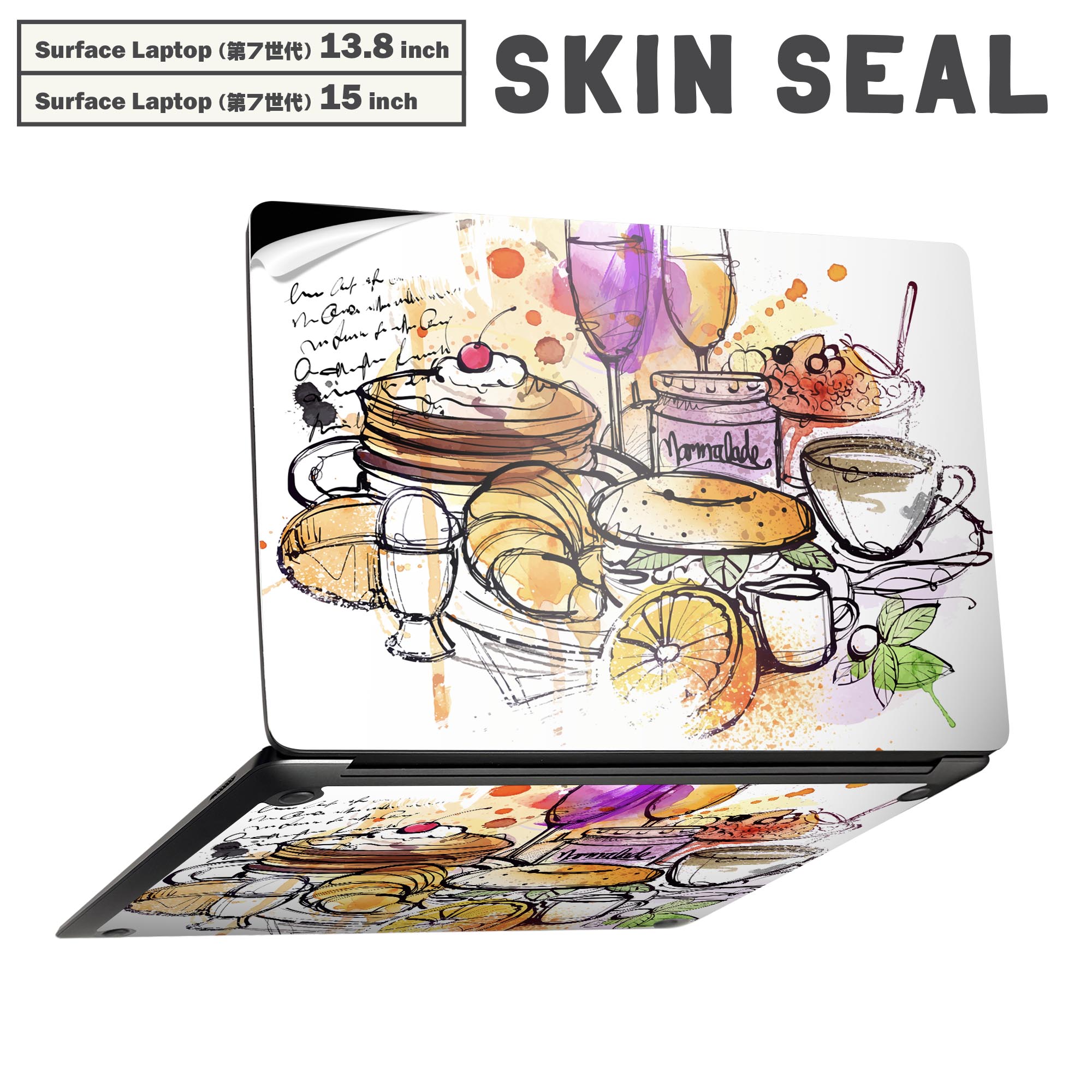商品特徴・貼るだけでかんたん着せ替え、Surfac Laptop(第7世代) 13.8インチ・15インチ 共通対応デザインスキンシール・高精細プリントで写真と遜色のない仕上がり！半光沢シートでしっとりツヤのある表現力・ちょっとしたすり傷から...