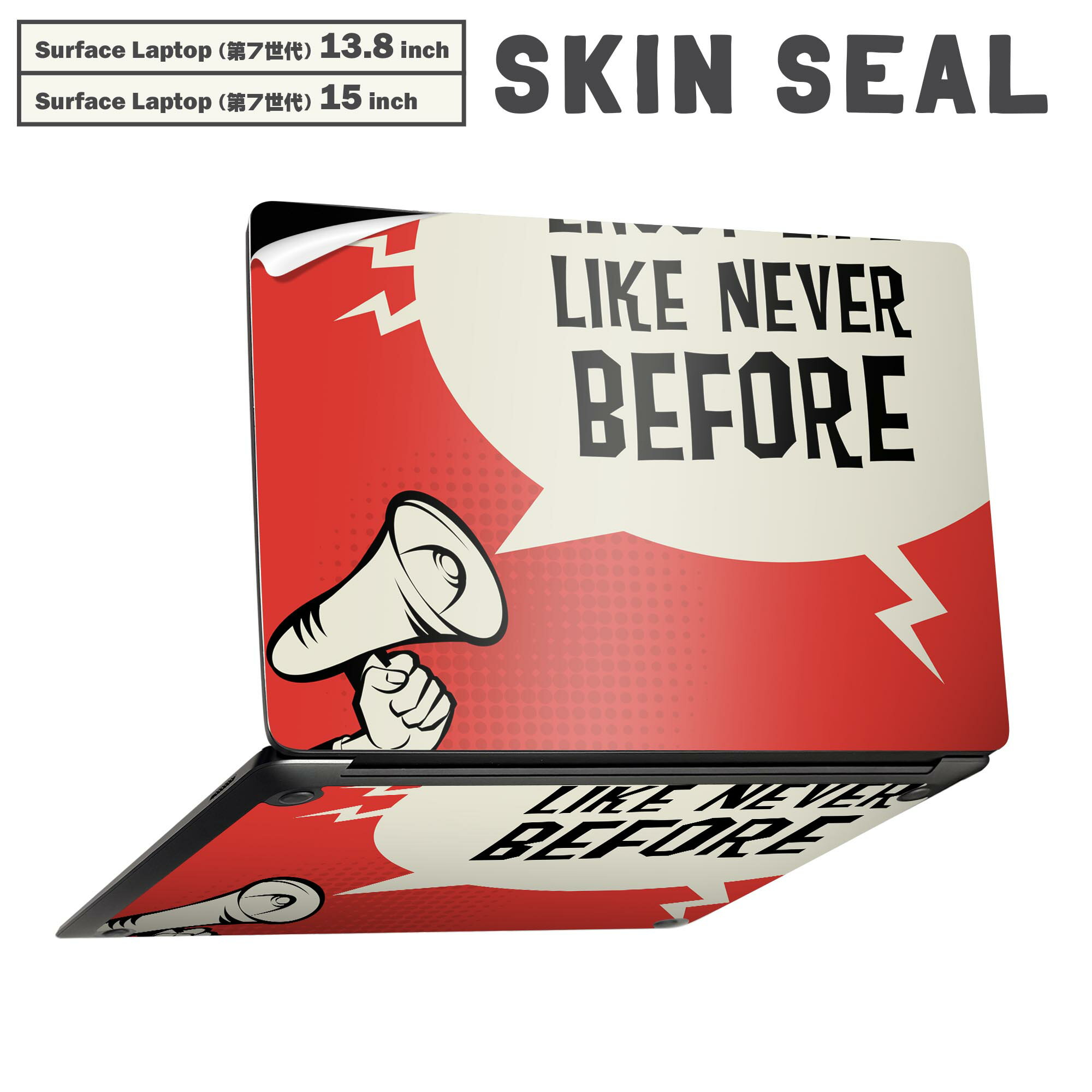 商品特徴・貼るだけでかんたん着せ替え、Surfac Laptop(第7世代) 13.8インチ・15インチ 共通対応デザインスキンシール・高精細プリントで写真と遜色のない仕上がり！半光沢シートでしっとりツヤのある表現力・ちょっとしたすり傷から...