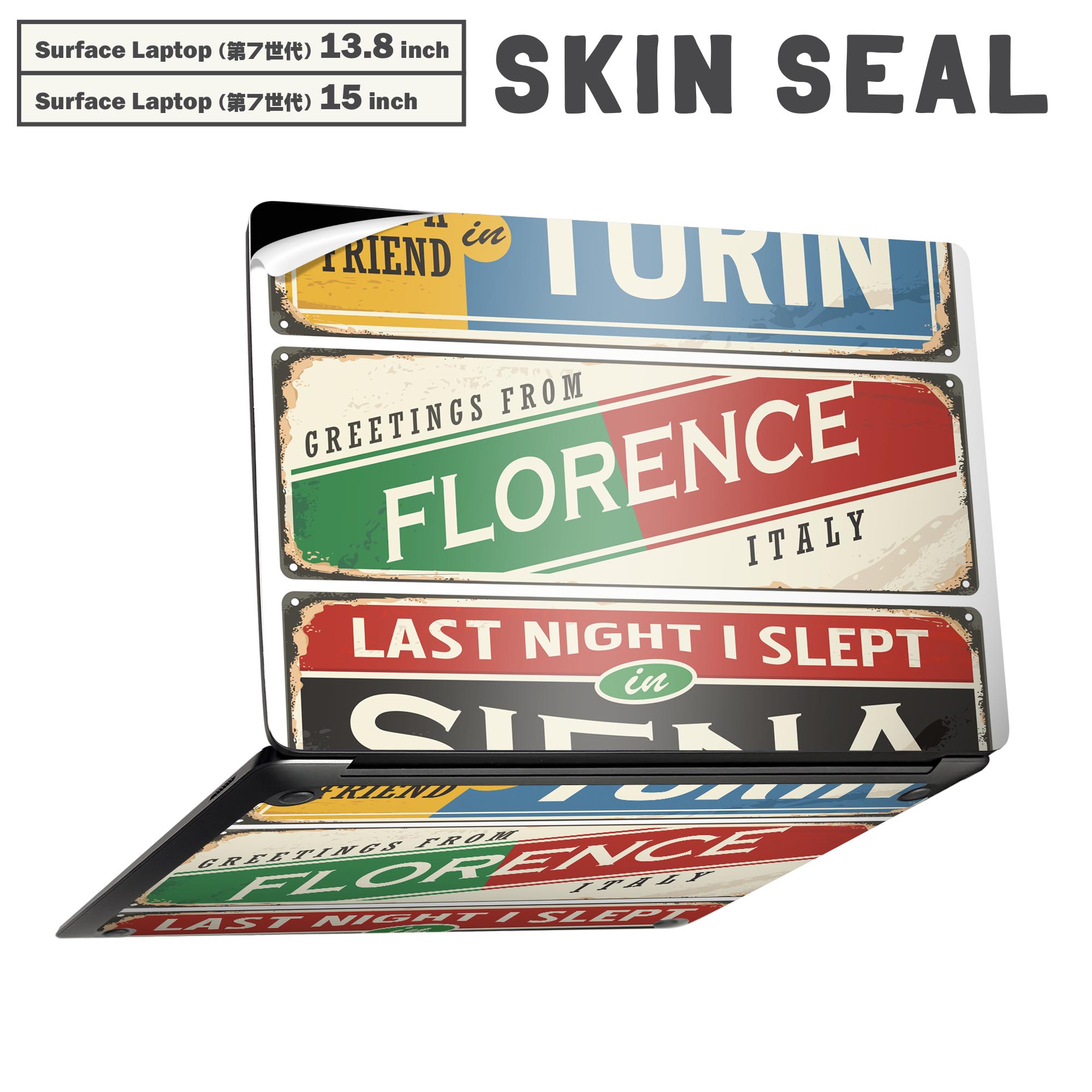商品特徴・貼るだけでかんたん着せ替え、Surfac Laptop(第7世代) 13.8インチ・15インチ 共通対応デザインスキンシール・高精細プリントで写真と遜色のない仕上がり！半光沢シートでしっとりツヤのある表現力・ちょっとしたすり傷から...
