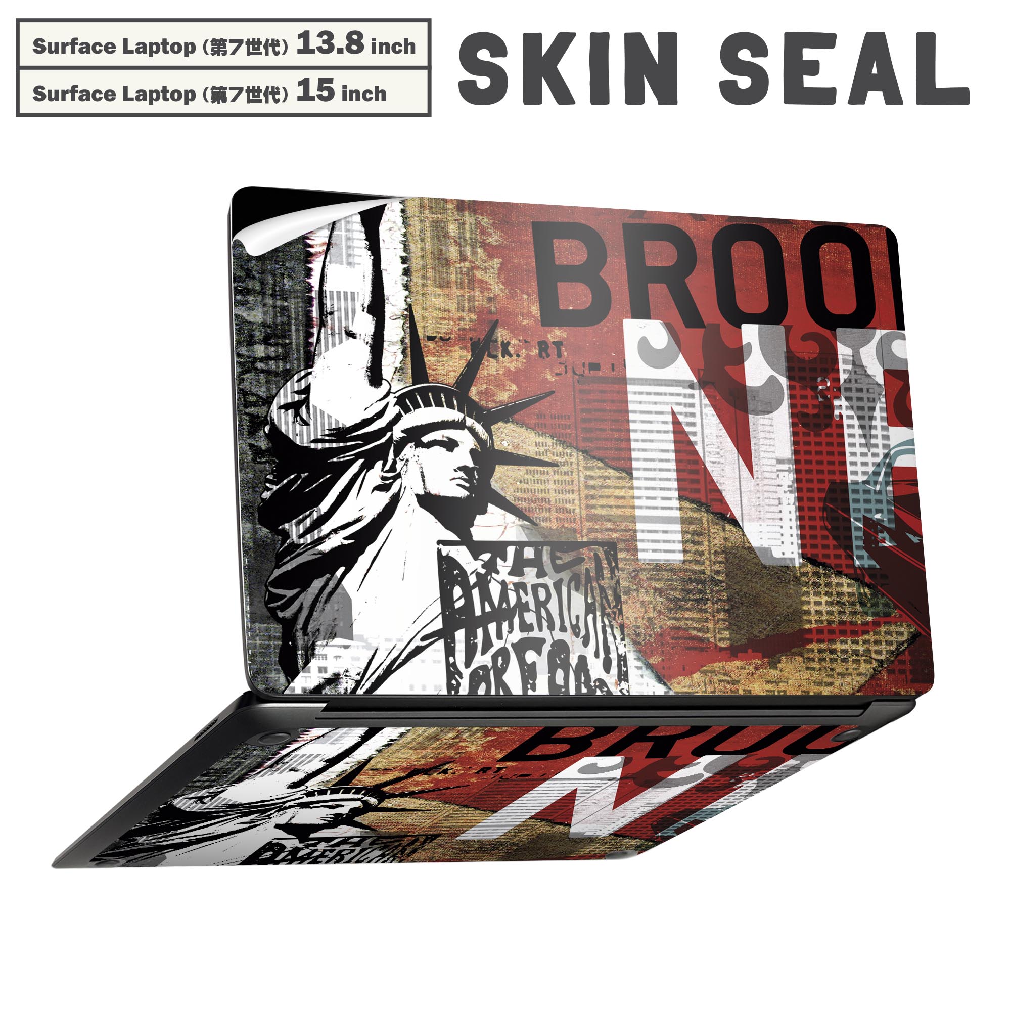 商品特徴・貼るだけでかんたん着せ替え、Surfac Laptop(第7世代) 13.8インチ・15インチ 共通対応デザインスキンシール・高精細プリントで写真と遜色のない仕上がり！半光沢シートでしっとりツヤのある表現力・ちょっとしたすり傷から...