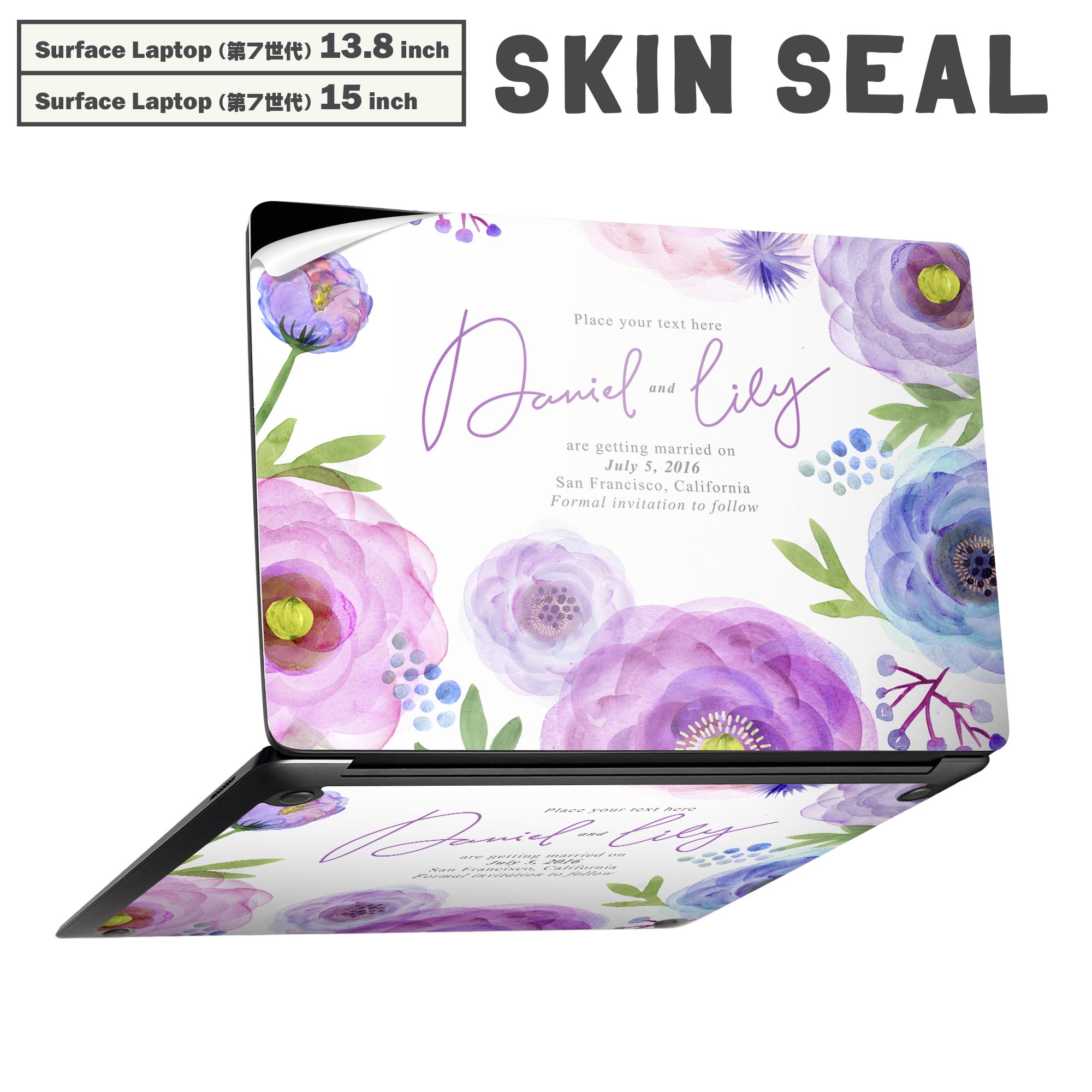 商品特徴・貼るだけでかんたん着せ替え、Surfac Laptop(第7世代) 13.8インチ・15インチ 共通対応デザインスキンシール・高精細プリントで写真と遜色のない仕上がり！半光沢シートでしっとりツヤのある表現力・ちょっとしたすり傷から...