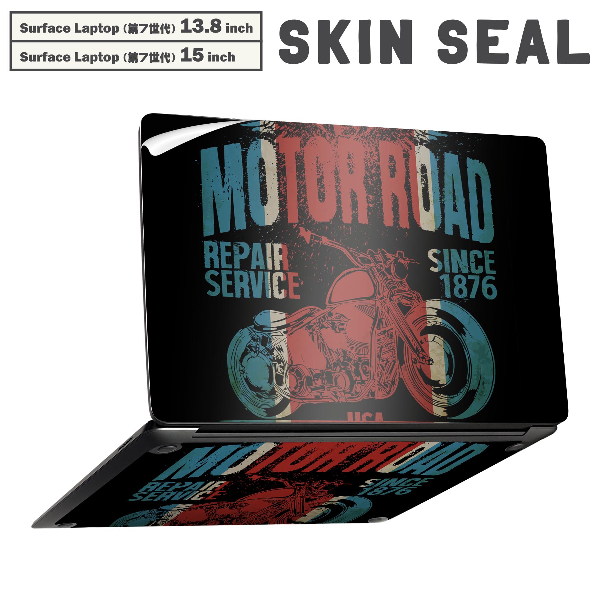 商品特徴・貼るだけでかんたん着せ替え、Surfac Laptop(第7世代) 13.8インチ・15インチ 共通対応デザインスキンシール・高精細プリントで写真と遜色のない仕上がり！半光沢シートでしっとりツヤのある表現力・ちょっとしたすり傷から...