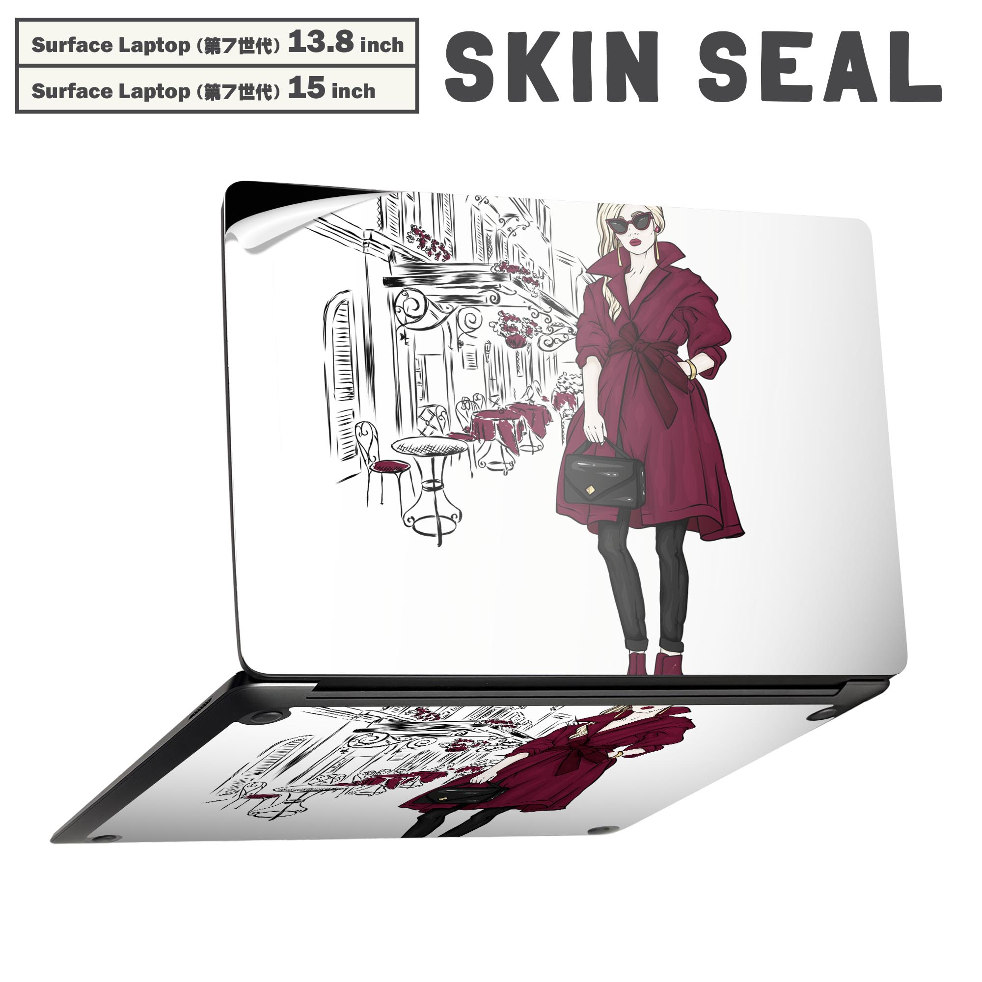 商品特徴・貼るだけでかんたん着せ替え、Surfac Laptop(第7世代) 13.8インチ・15インチ 共通対応デザインスキンシール・高精細プリントで写真と遜色のない仕上がり！半光沢シートでしっとりツヤのある表現力・ちょっとしたすり傷から...
