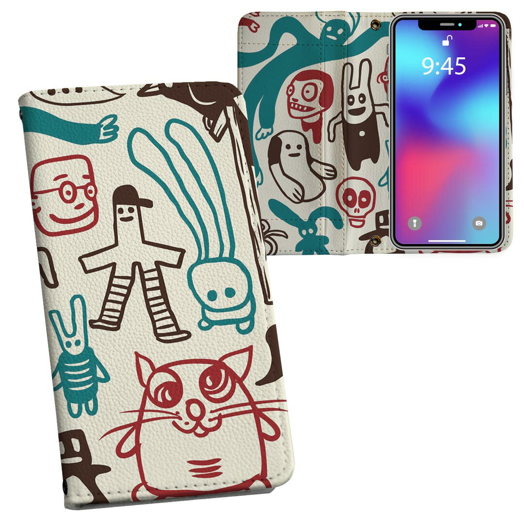 商品特徴・シームレスな両面フルデザイン、開いた時も内側のデザインが楽しめます・素材には高品質の人工革を貼った、しっかり厚みのあるタイプ・内側にはスマホを装着するケースが付属・機種専用のカメラホール仕様でケースを装着したままの撮影が可能・ワン...