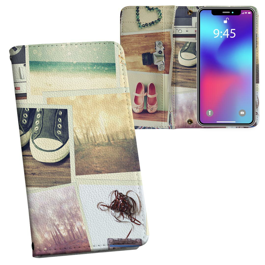 商品特徴・シームレスな両面フルデザイン、開いた時も内側のデザインが楽しめます・素材には高品質の人工革を貼った、しっかり厚みのあるタイプ・内側にはスマホを装着するケースが付属・機種専用のカメラホール仕様でケースを装着したままの撮影が可能・ワン...