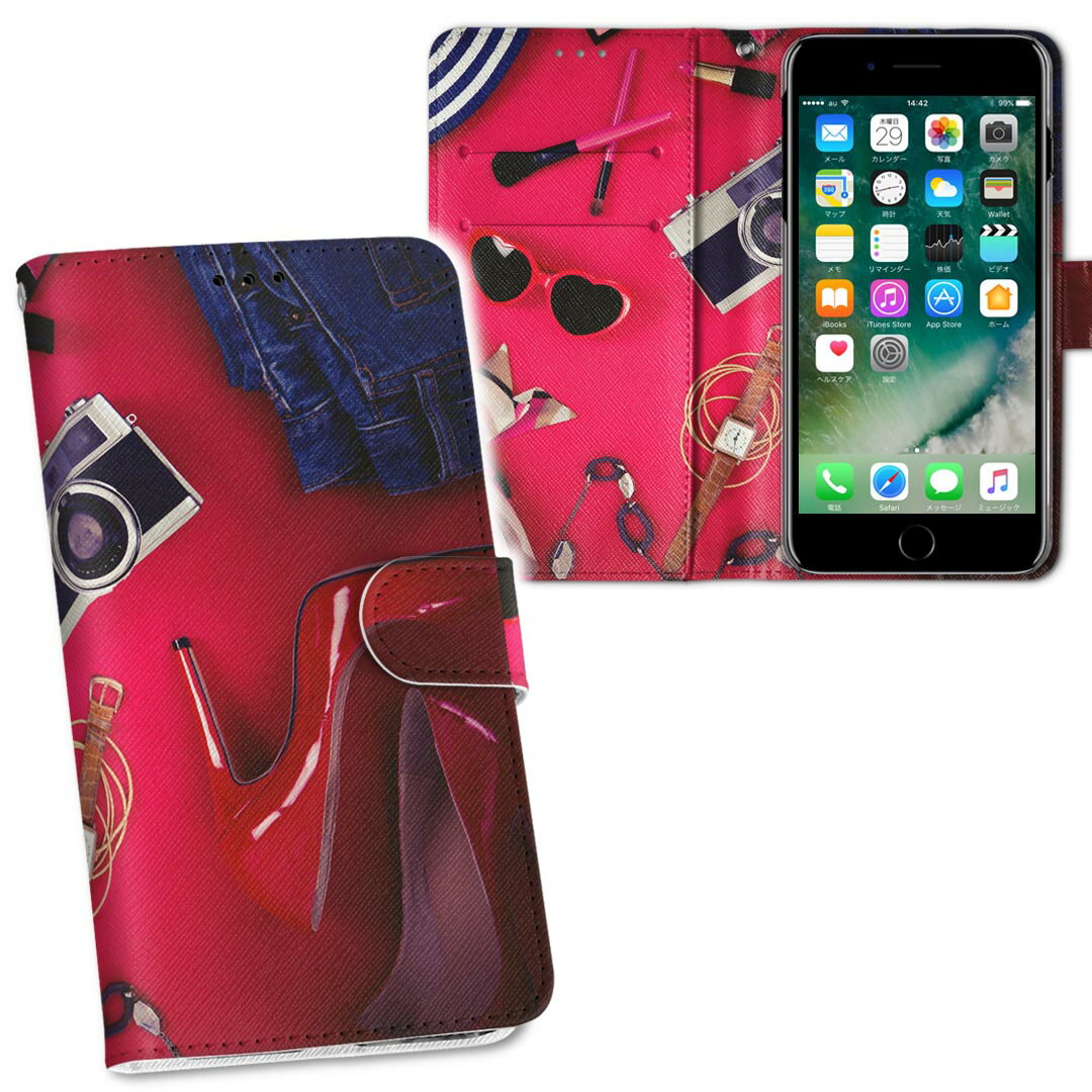 商品特徴・シームレスな両面フルデザイン、開いた時も内側のデザインが楽しめます・素材には高品質の人工革を貼った、しっかり厚みのあるタイプ・内側にはスマホを装着するケースが付属・機種専用のカメラホール仕様でケースを装着したままの撮影が可能・ワン...