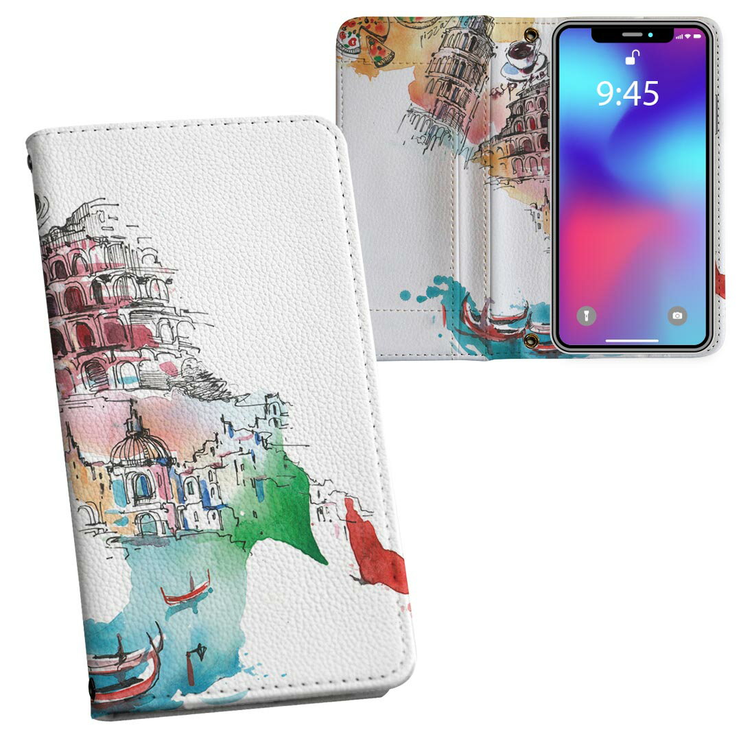 商品特徴・シームレスな両面フルデザイン、開いた時も内側のデザインが楽しめます・素材には高品質の人工革を貼った、しっかり厚みのあるタイプ・内側にはスマホを装着するケースが付属・機種専用のカメラホール仕様でケースを装着したままの撮影が可能・ワン...