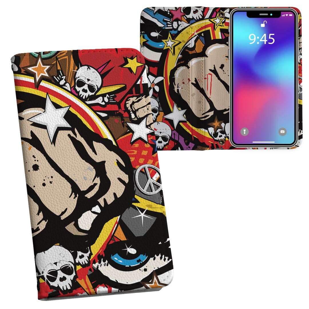 商品特徴・シームレスな両面フルデザイン、開いた時も内側のデザインが楽しめます・素材には高品質の人工革を貼った、しっかり厚みのあるタイプ・内側にはスマホを装着するケースが付属・機種専用のカメラホール仕様でケースを装着したままの撮影が可能・ワン...