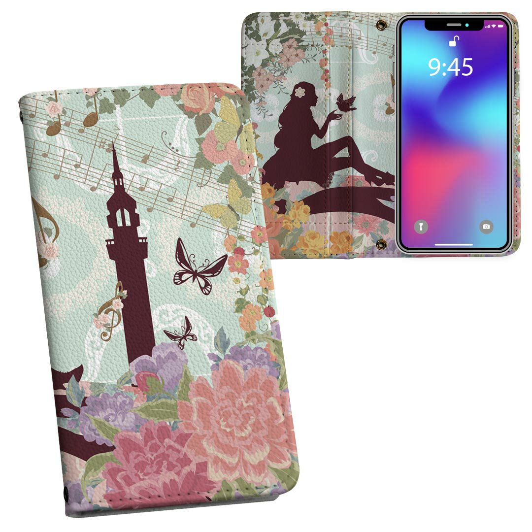 商品特徴・シームレスな両面フルデザイン、開いた時も内側のデザインが楽しめます・素材には高品質の人工革を貼った、しっかり厚みのあるタイプ・内側にはスマホを装着するケースが付属・機種専用のカメラホール仕様でケースを装着したままの撮影が可能・ワン...