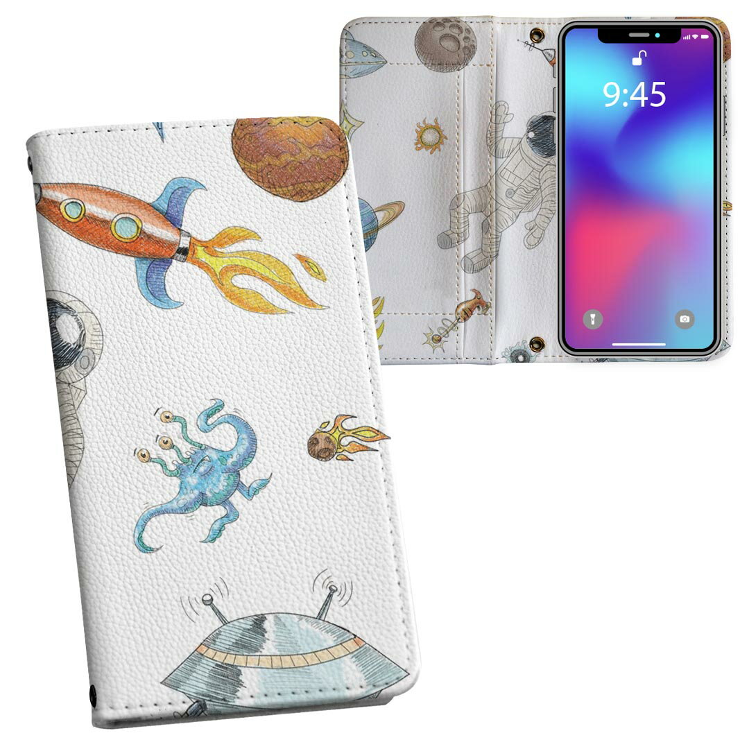 商品特徴・シームレスな両面フルデザイン、開いた時も内側のデザインが楽しめます・素材には高品質の人工革を貼った、しっかり厚みのあるタイプ・内側にはスマホを装着するケースが付属・機種専用のカメラホール仕様でケースを装着したままの撮影が可能・ワン...