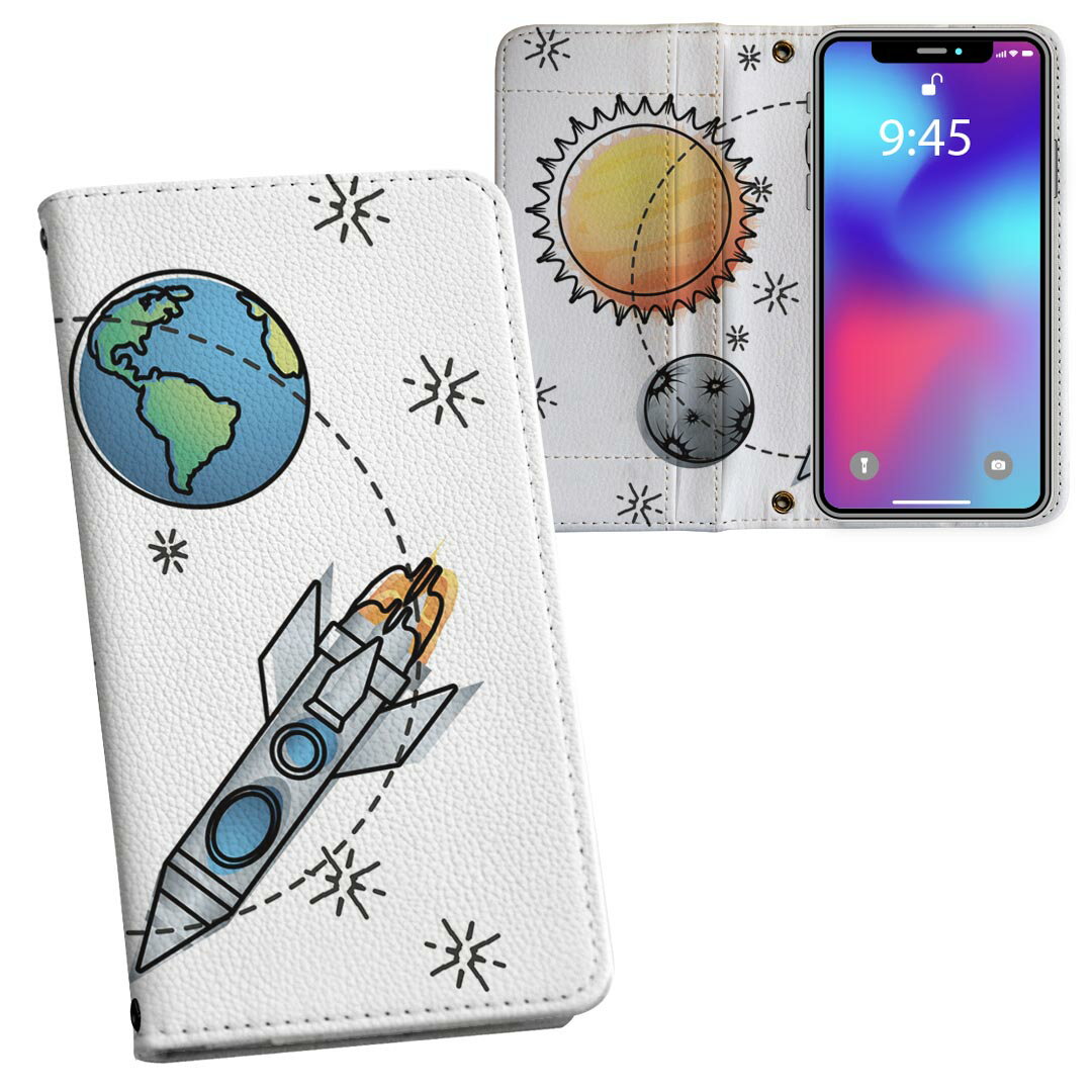 商品特徴・シームレスな両面フルデザイン、開いた時も内側のデザインが楽しめます・素材には高品質の人工革を貼った、しっかり厚みのあるタイプ・内側にはスマホを装着するケースが付属・機種専用のカメラホール仕様でケースを装着したままの撮影が可能・ワン...