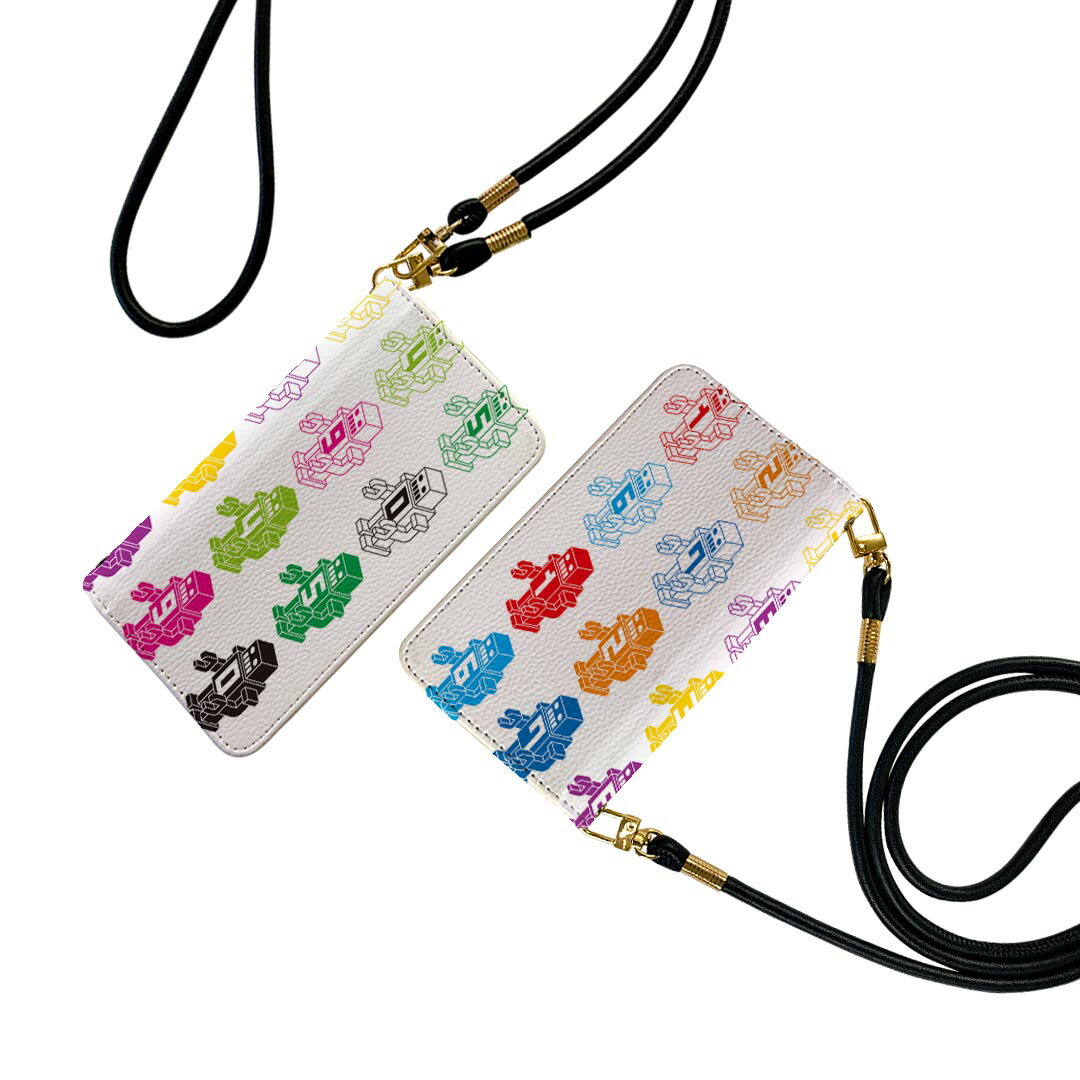 商品特徴・ショルダー付き手帳型スマホケース・シームレスな全面デザイン（内側は落ち着いたオフホワイト）・外側は高品質の人工革を使用・内側にはスマホを装着するケースが付属・機種専用のカメラホール仕様でケースを装着したままの撮影が可能・ワンセグや...