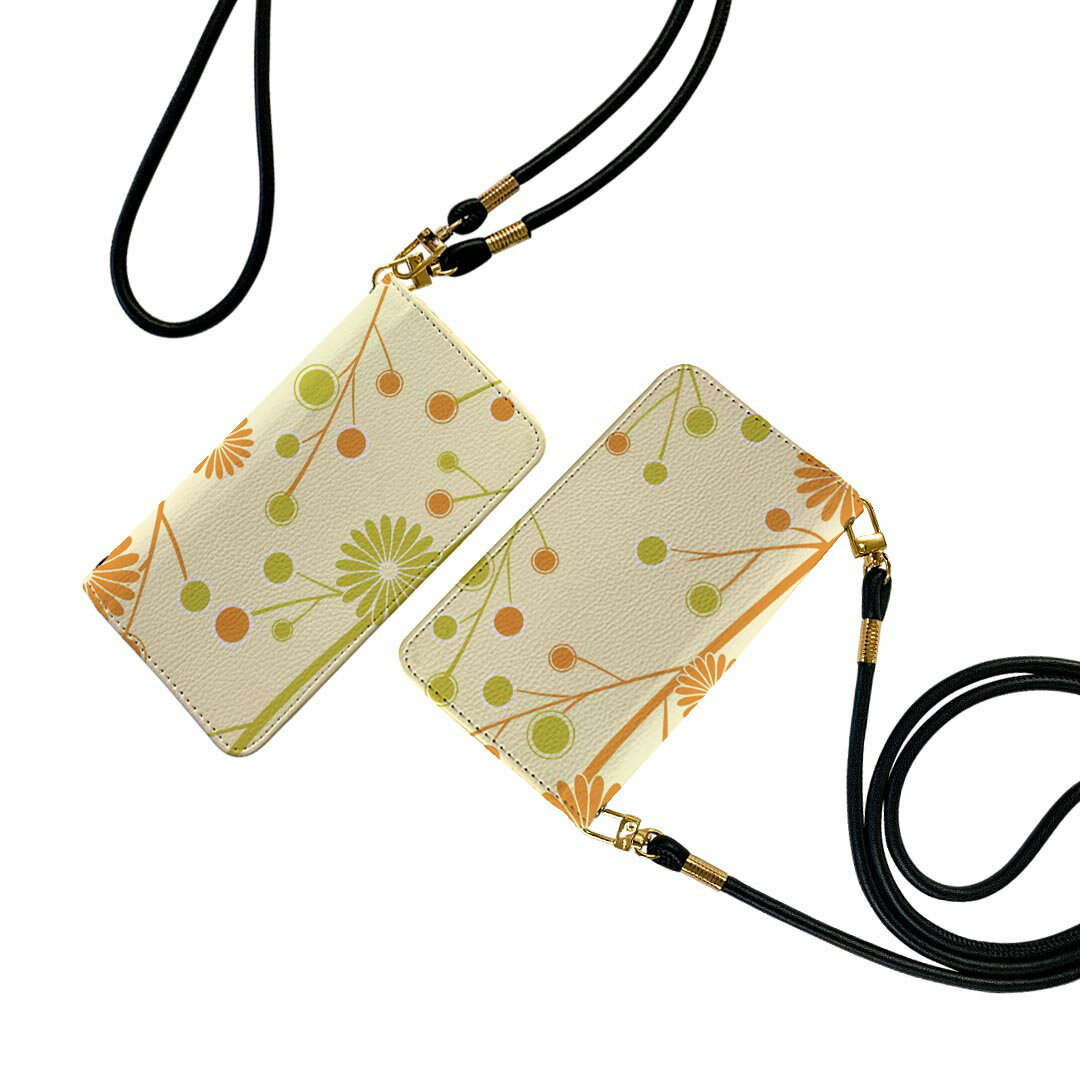 商品特徴・ショルダー付き手帳型スマホケース・シームレスな全面デザイン（内側は落ち着いたオフホワイト）・外側は高品質の人工革を使用・内側にはスマホを装着するケースが付属・機種専用のカメラホール仕様でケースを装着したままの撮影が可能・ワンセグや...