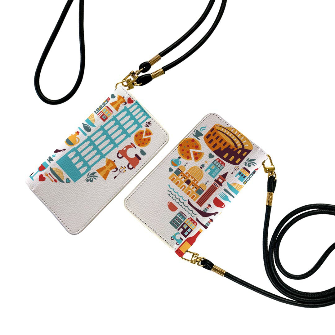 商品特徴・ショルダー付き手帳型スマホケース・シームレスな全面デザイン（内側は落ち着いたオフホワイト）・外側は高品質の人工革を使用・内側にはスマホを装着するケースが付属・機種専用のカメラホール仕様でケースを装着したままの撮影が可能・ワンセグや...