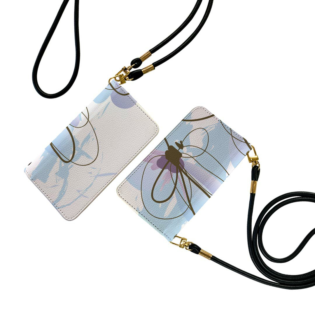 商品特徴・ショルダー付き手帳型スマホケース・シームレスな全面デザイン（内側は落ち着いたオフホワイト）・外側は高品質の人工革を使用・内側にはスマホを装着するケースが付属・機種専用のカメラホール仕様でケースを装着したままの撮影が可能・ワンセグや...