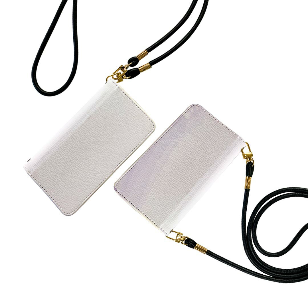 商品特徴・ショルダー付き手帳型スマホケース・シームレスな全面デザイン（内側は落ち着いたオフホワイト）・外側は高品質の人工革を使用・内側にはスマホを装着するケースが付属・機種専用のカメラホール仕様でケースを装着したままの撮影が可能・ワンセグや...