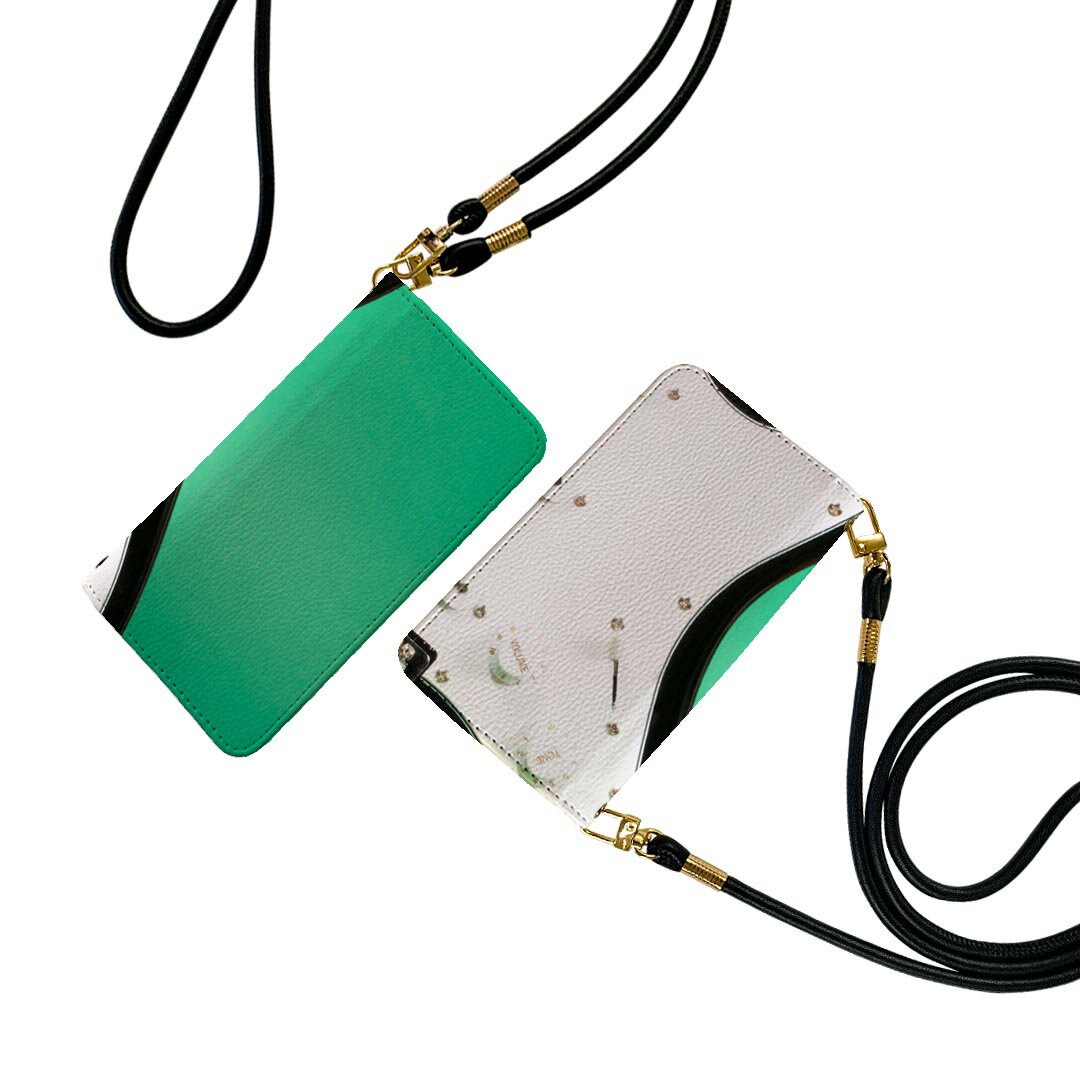 商品特徴・ショルダー付き手帳型スマホケース・シームレスな全面デザイン（内側は落ち着いたオフホワイト）・外側は高品質の人工革を使用・内側にはスマホを装着するケースが付属・機種専用のカメラホール仕様でケースを装着したままの撮影が可能・ワンセグや...