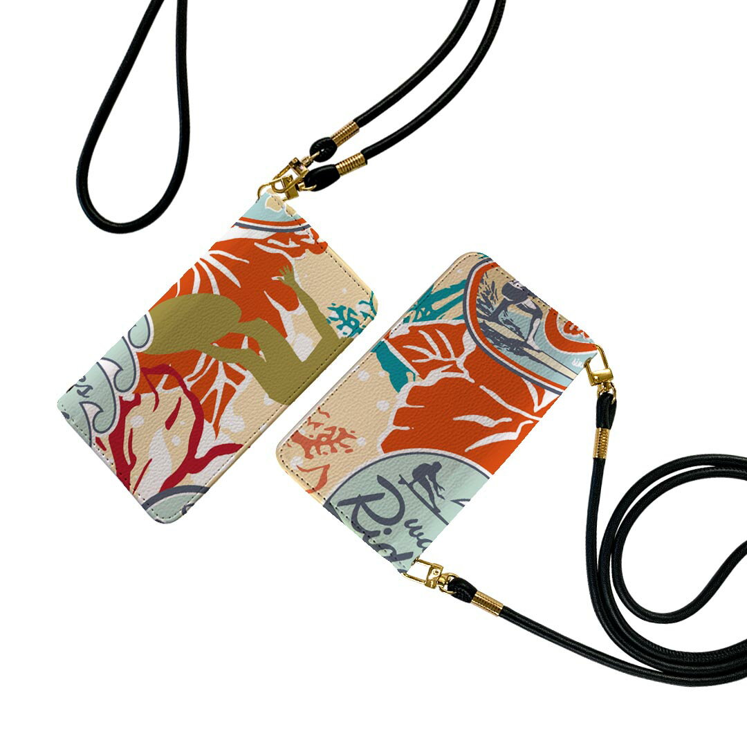 商品特徴・ショルダー付き手帳型スマホケース・シームレスな全面デザイン（内側は落ち着いたオフホワイト）・外側は高品質の人工革を使用・内側にはスマホを装着するケースが付属・機種専用のカメラホール仕様でケースを装着したままの撮影が可能・ワンセグや...