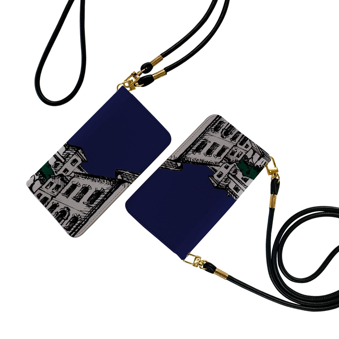 商品特徴・ショルダー付き手帳型スマホケース・シームレスな全面デザイン（内側は落ち着いたオフホワイト）・外側は高品質の人工革を使用・内側にはスマホを装着するケースが付属・機種専用のカメラホール仕様でケースを装着したままの撮影が可能・ワンセグや...