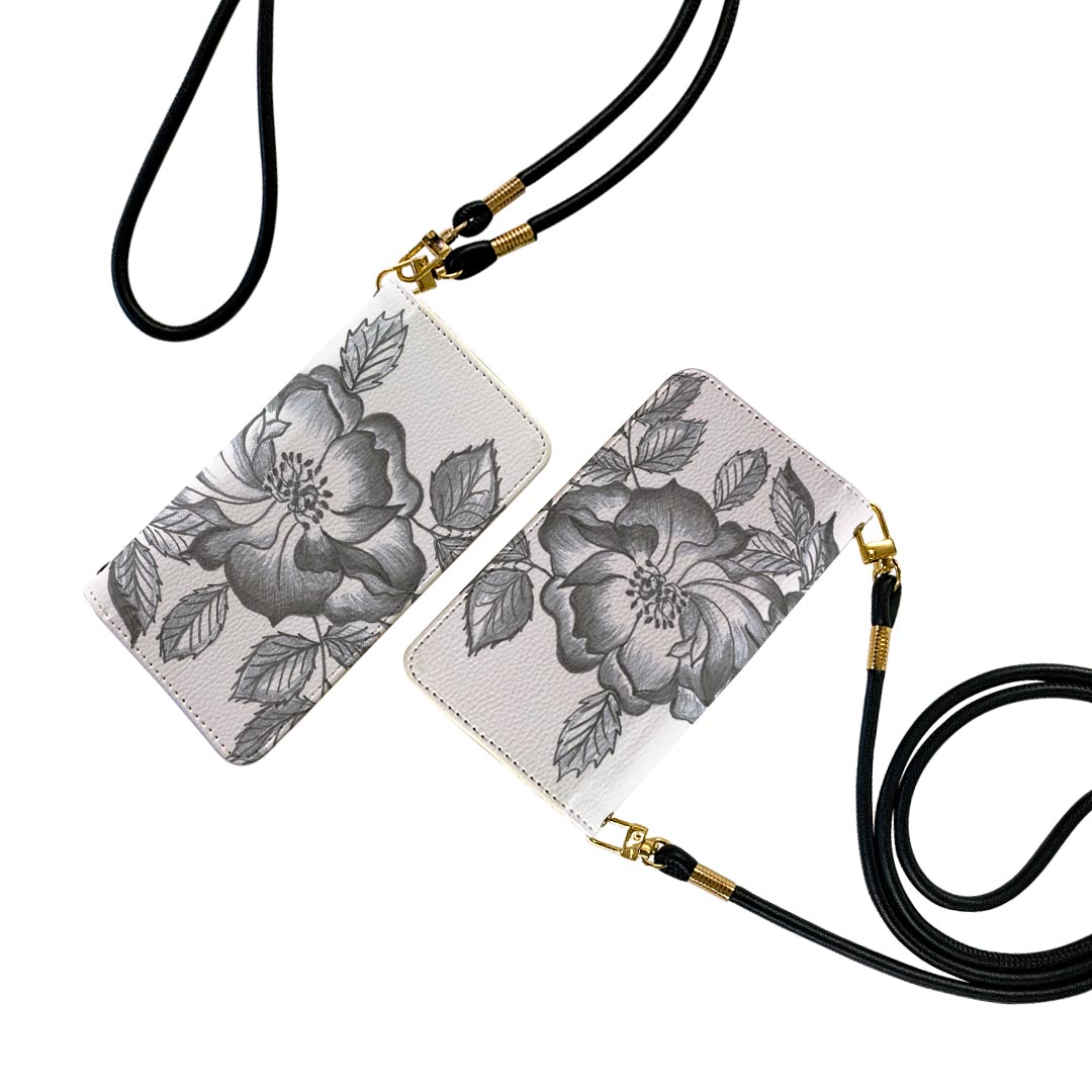 商品特徴・ショルダー付き手帳型スマホケース・シームレスな全面デザイン（内側は落ち着いたオフホワイト）・外側は高品質の人工革を使用・内側にはスマホを装着するケースが付属・機種専用のカメラホール仕様でケースを装着したままの撮影が可能・ワンセグや...