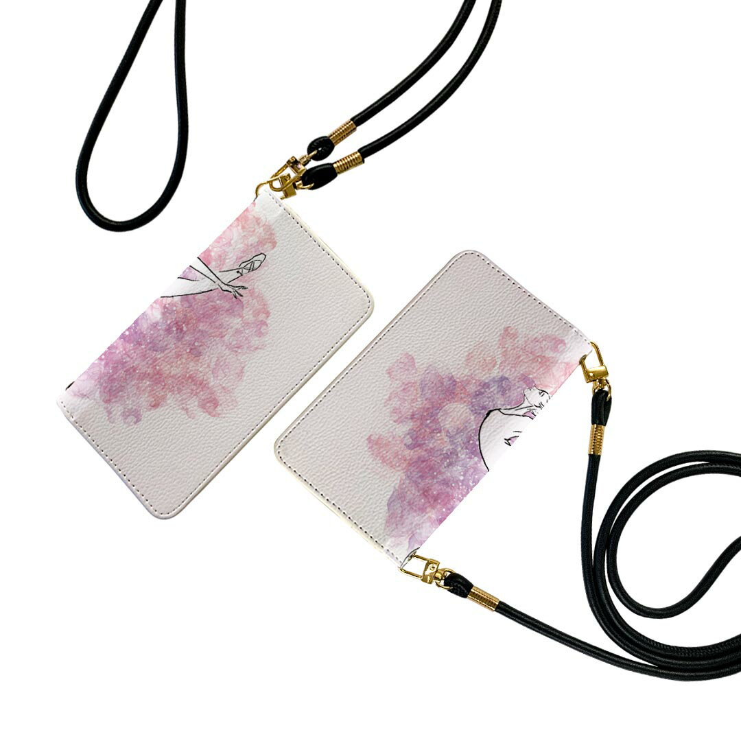 商品特徴・ショルダー付き手帳型スマホケース・シームレスな全面デザイン（内側は落ち着いたオフホワイト）・外側は高品質の人工革を使用・内側にはスマホを装着するケースが付属・機種専用のカメラホール仕様でケースを装着したままの撮影が可能・ワンセグや...