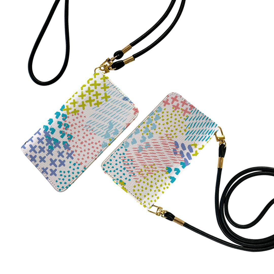 商品特徴・ショルダー付き手帳型スマホケース・シームレスな全面デザイン（内側は落ち着いたオフホワイト）・外側は高品質の人工革を使用・内側にはスマホを装着するケースが付属・機種専用のカメラホール仕様でケースを装着したままの撮影が可能・ワンセグや...