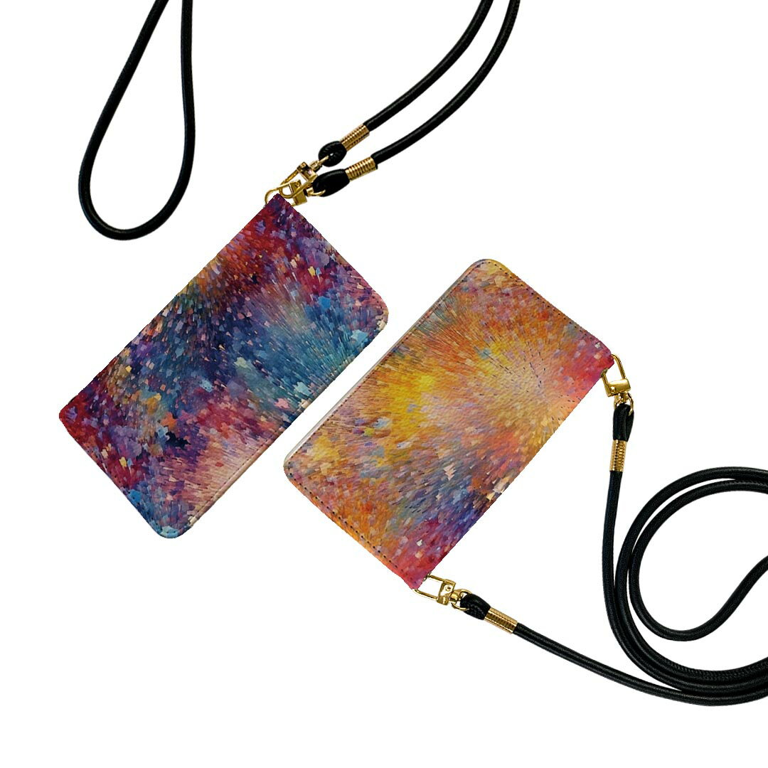 商品特徴・ショルダー付き手帳型スマホケース・シームレスな全面デザイン（内側は落ち着いたオフホワイト）・外側は高品質の人工革を使用・内側にはスマホを装着するケースが付属・機種専用のカメラホール仕様でケースを装着したままの撮影が可能・ワンセグや...