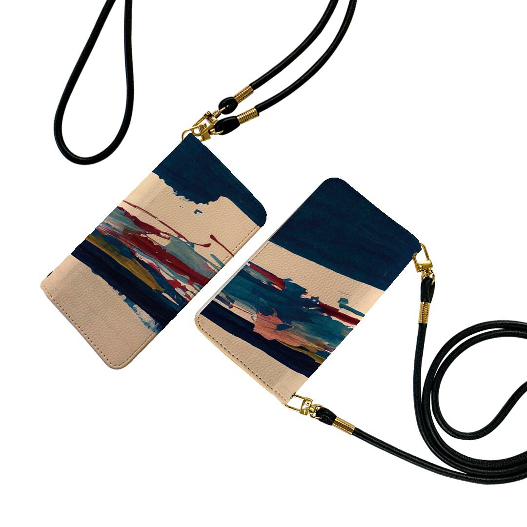 商品特徴・ショルダー付き手帳型スマホケース・シームレスな全面デザイン（内側は落ち着いたオフホワイト）・外側は高品質の人工革を使用・内側にはスマホを装着するケースが付属・機種専用のカメラホール仕様でケースを装着したままの撮影が可能・ワンセグや...