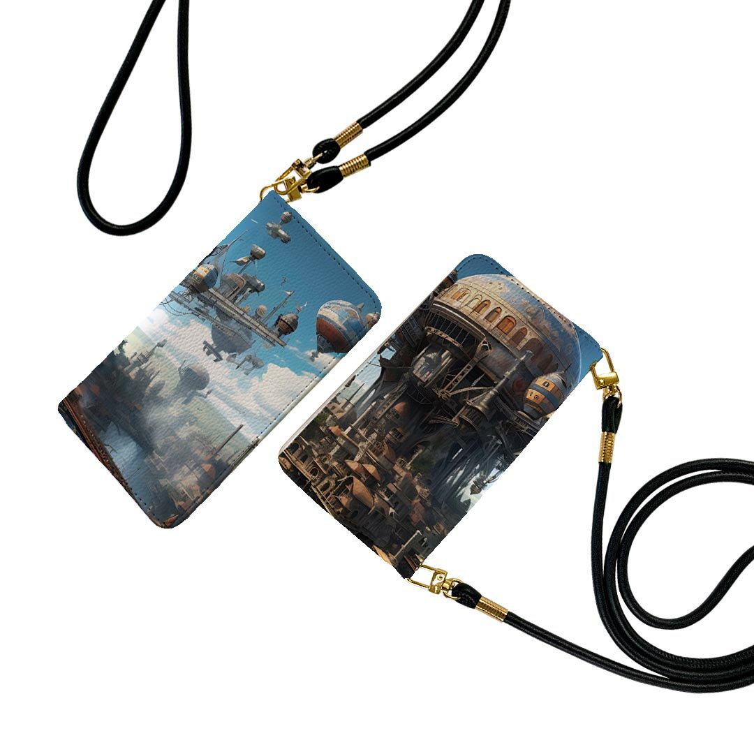 商品特徴・ショルダー付き手帳型スマホケース・シームレスな全面デザイン（内側は落ち着いたオフホワイト）・外側は高品質の人工革を使用・内側にはスマホを装着するケースが付属・機種専用のカメラホール仕様でケースを装着したままの撮影が可能・ワンセグや...