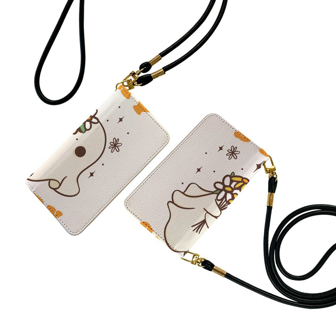 商品特徴・ショルダー付き手帳型スマホケース・シームレスな全面デザイン（内側は落ち着いたオフホワイト）・外側は高品質の人工革を使用・内側にはスマホを装着するケースが付属・機種専用のカメラホール仕様でケースを装着したままの撮影が可能・ワンセグや...