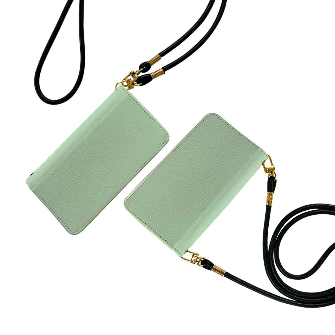 商品特徴・ショルダー付き手帳型スマホケース・シームレスな全面デザイン（内側は落ち着いたオフホワイト）・外側は高品質の人工革を使用・内側にはスマホを装着するケースが付属・機種専用のカメラホール仕様でケースを装着したままの撮影が可能・ワンセグや...