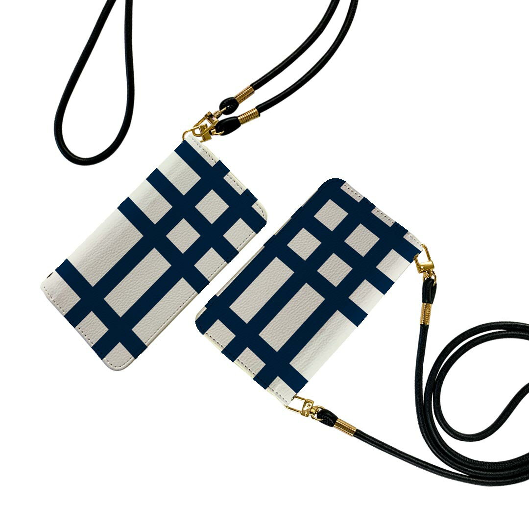 商品特徴・ショルダー付き手帳型スマホケース・シームレスな全面デザイン（内側は落ち着いたオフホワイト）・外側は高品質の人工革を使用・内側にはスマホを装着するケースが付属・機種専用のカメラホール仕様でケースを装着したままの撮影が可能・ワンセグや...