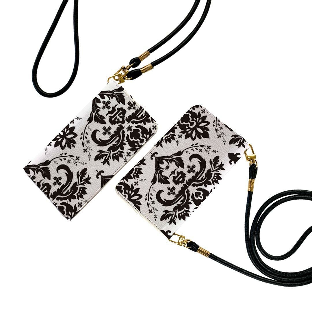 商品特徴・ショルダー付き手帳型スマホケース・シームレスな全面デザイン（内側は落ち着いたオフホワイト）・外側は高品質の人工革を使用・内側にはスマホを装着するケースが付属・機種専用のカメラホール仕様でケースを装着したままの撮影が可能・ワンセグや...