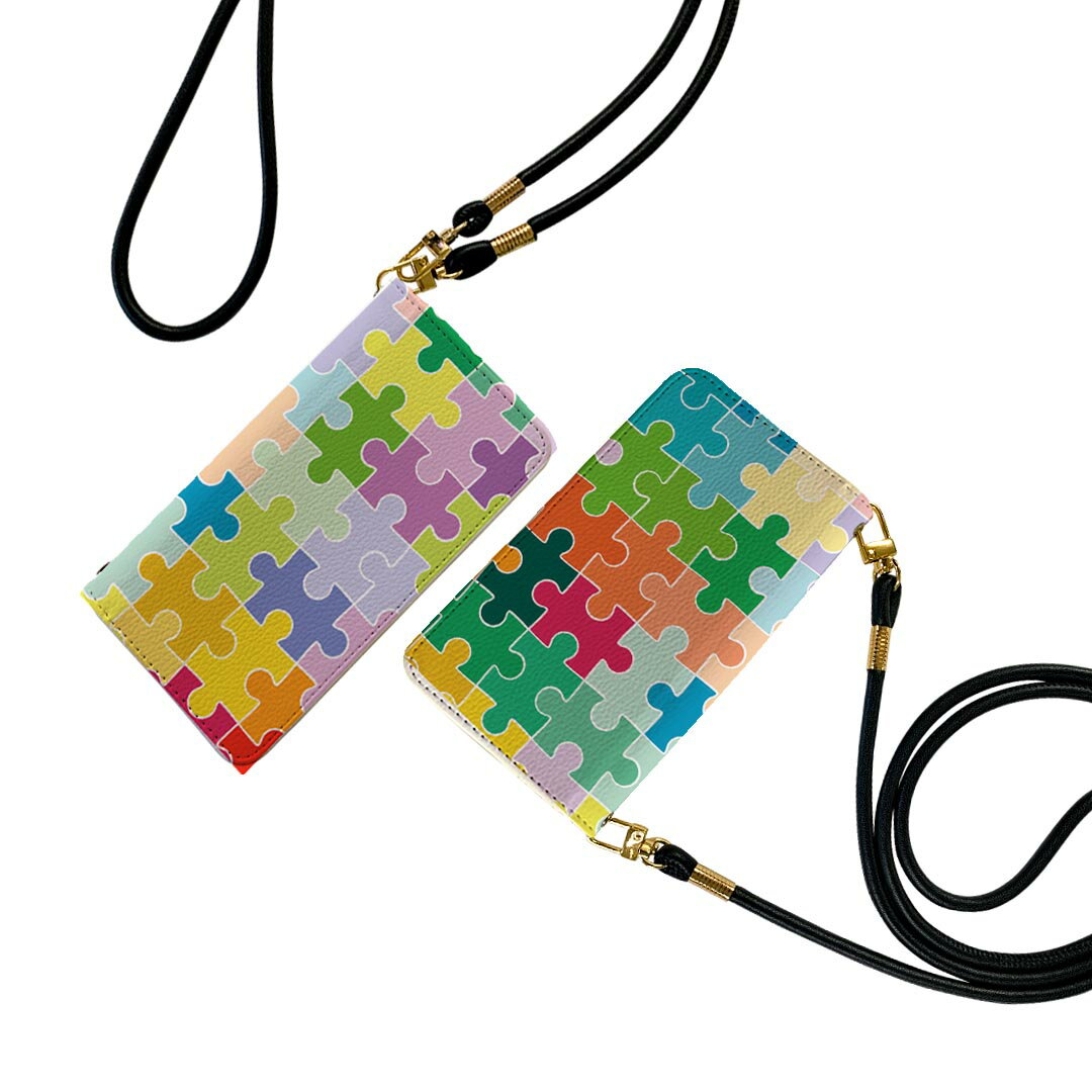 商品特徴・ショルダー付き手帳型スマホケース・シームレスな全面デザイン（内側は落ち着いたオフホワイト）・外側は高品質の人工革を使用・内側にはスマホを装着するケースが付属・機種専用のカメラホール仕様でケースを装着したままの撮影が可能・ワンセグや...