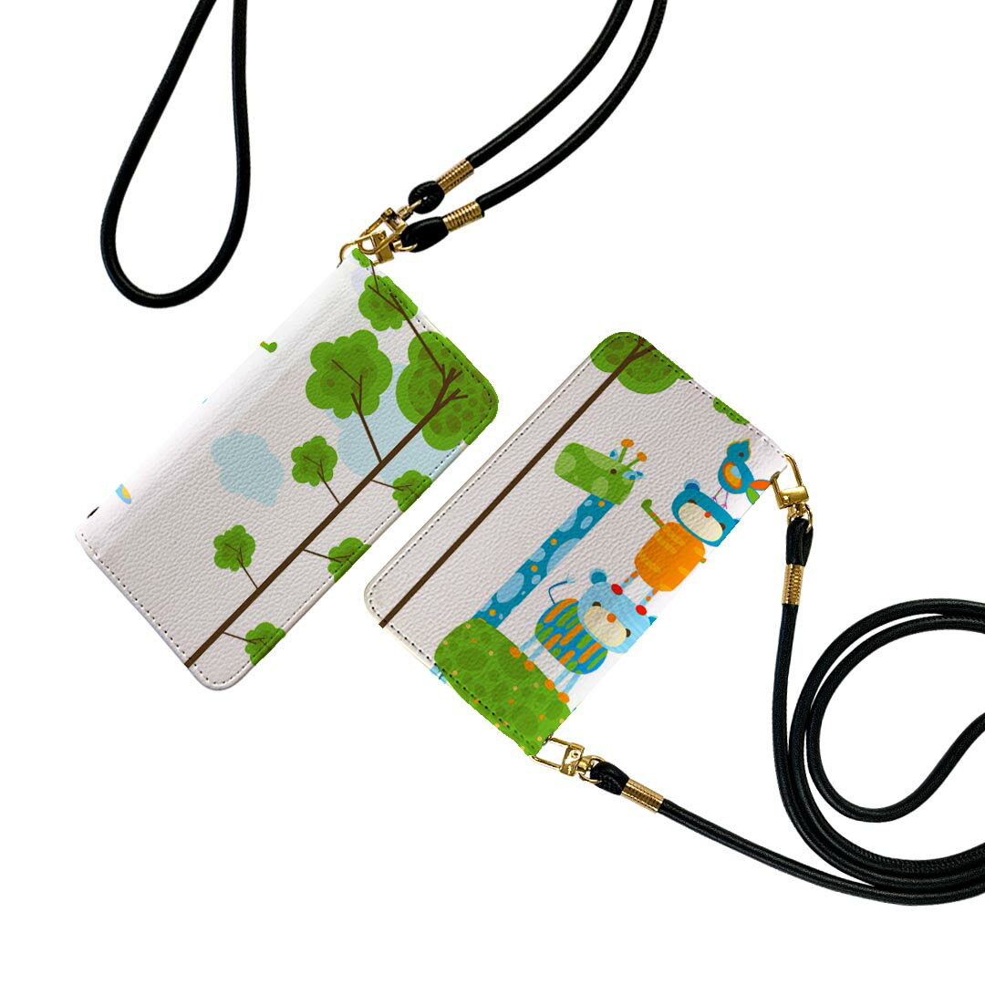 商品特徴・ショルダー付き手帳型スマホケース・シームレスな全面デザイン（内側は落ち着いたオフホワイト）・外側は高品質の人工革を使用・内側にはスマホを装着するケースが付属・機種専用のカメラホール仕様でケースを装着したままの撮影が可能・ワンセグや...