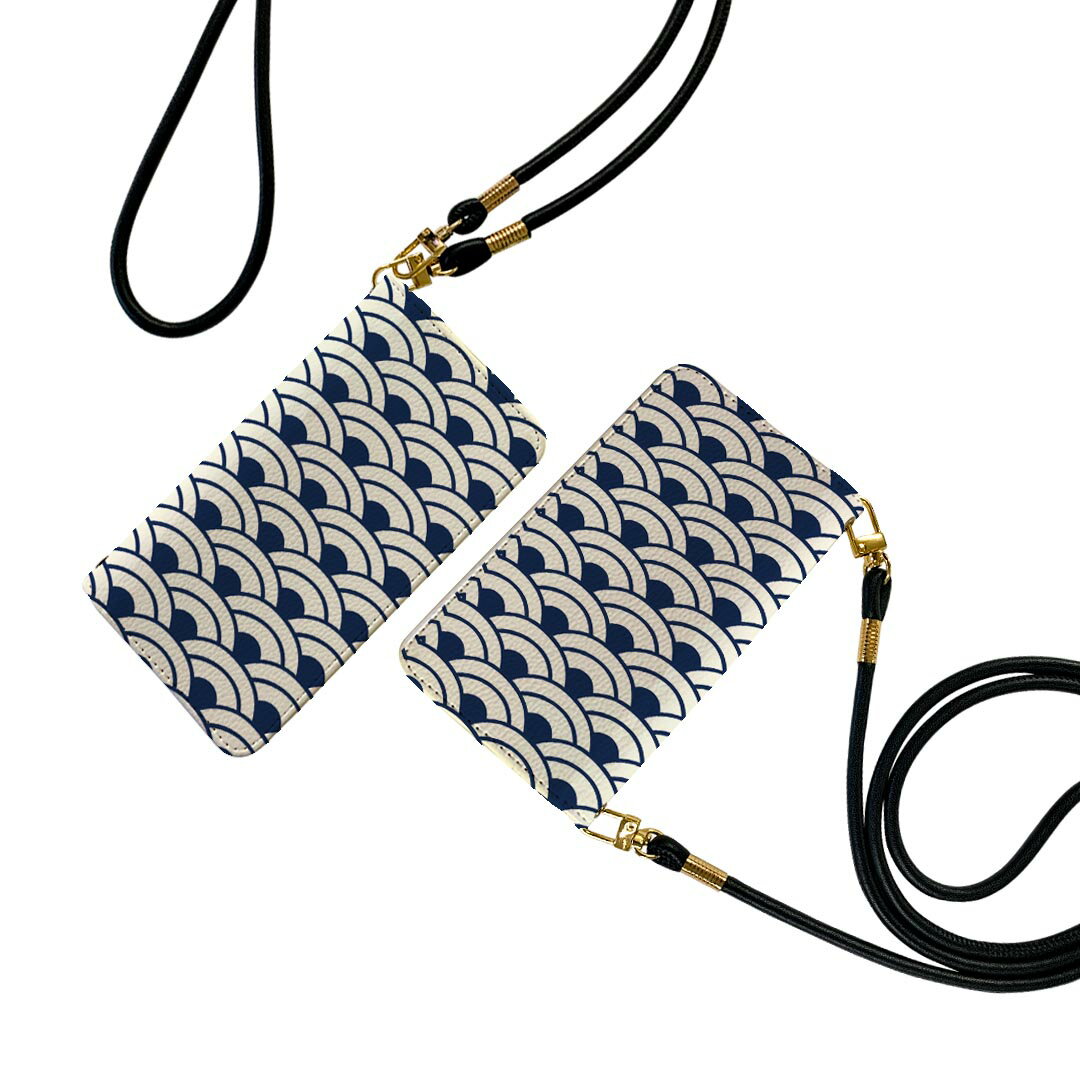 商品特徴・ショルダー付き手帳型スマホケース・シームレスな全面デザイン（内側は落ち着いたオフホワイト）・外側は高品質の人工革を使用・内側にはスマホを装着するケースが付属・機種専用のカメラホール仕様でケースを装着したままの撮影が可能・ワンセグや...