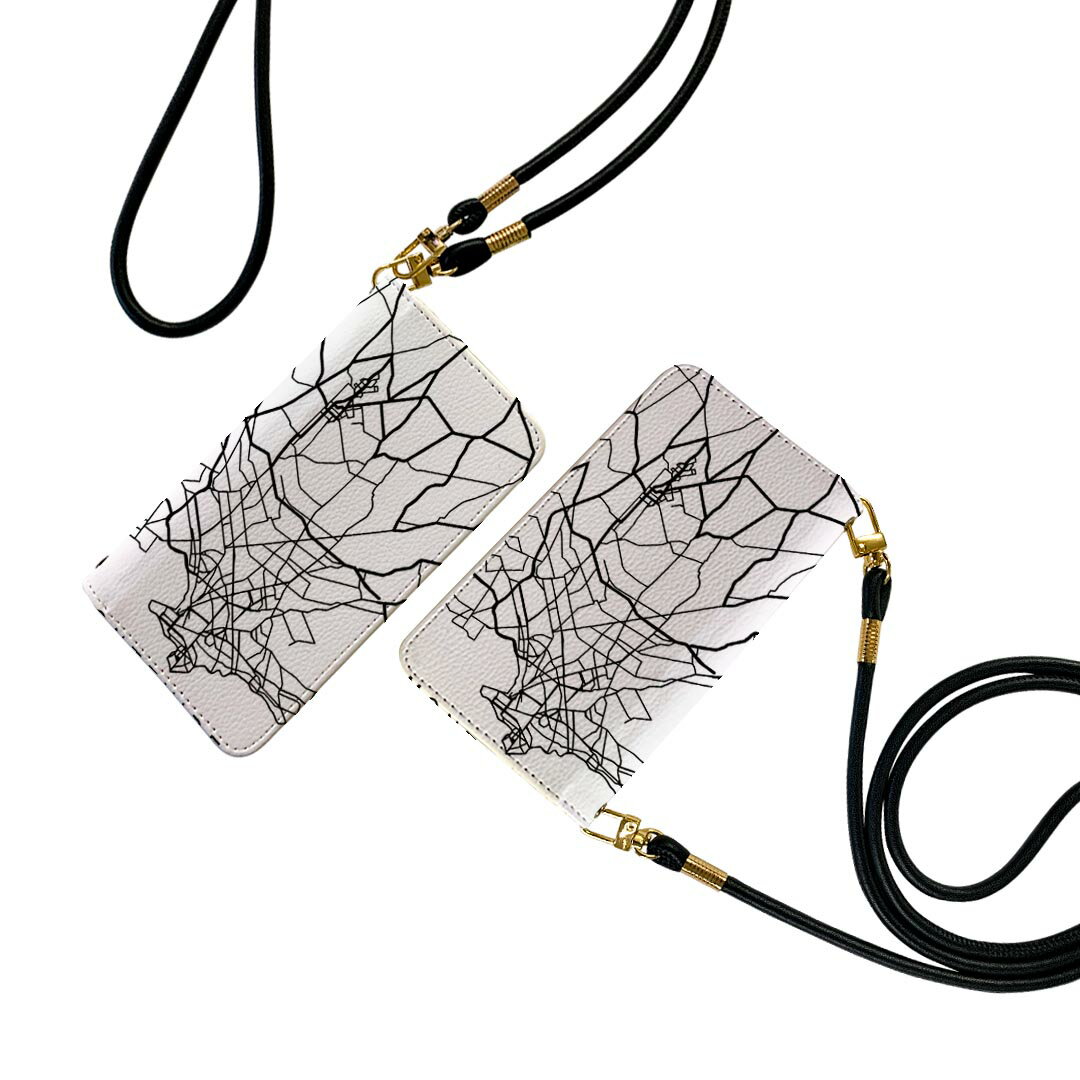 商品特徴・ショルダー付き手帳型スマホケース・シームレスな全面デザイン（内側は落ち着いたオフホワイト）・外側は高品質の人工革を使用・内側にはスマホを装着するケースが付属・機種専用のカメラホール仕様でケースを装着したままの撮影が可能・ワンセグや...