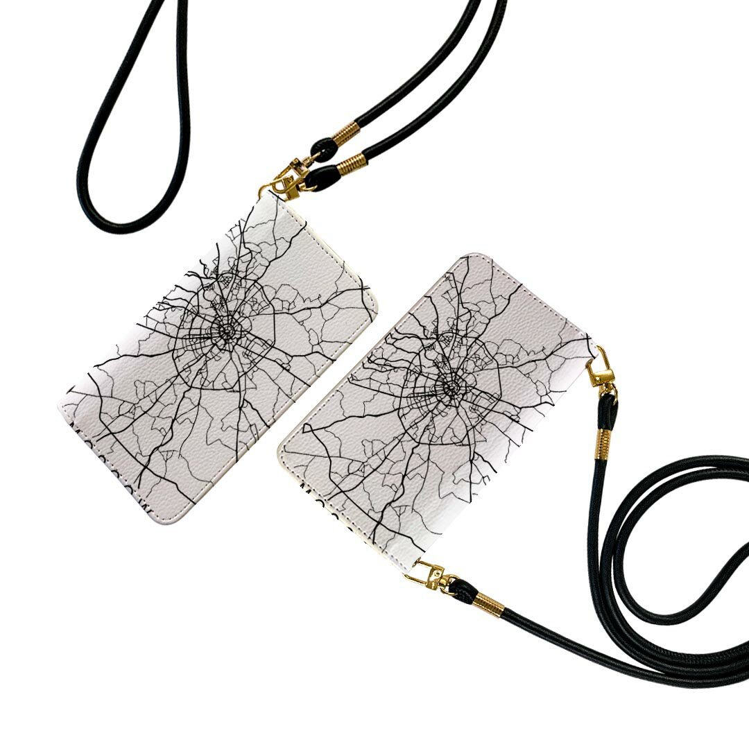 商品特徴・ショルダー付き手帳型スマホケース・シームレスな全面デザイン（内側は落ち着いたオフホワイト）・外側は高品質の人工革を使用・内側にはスマホを装着するケースが付属・機種専用のカメラホール仕様でケースを装着したままの撮影が可能・ワンセグや...