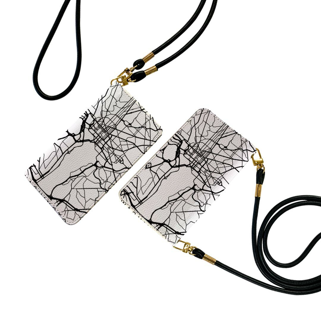 商品特徴・ショルダー付き手帳型スマホケース・シームレスな全面デザイン（内側は落ち着いたオフホワイト）・外側は高品質の人工革を使用・内側にはスマホを装着するケースが付属・機種専用のカメラホール仕様でケースを装着したままの撮影が可能・ワンセグや...