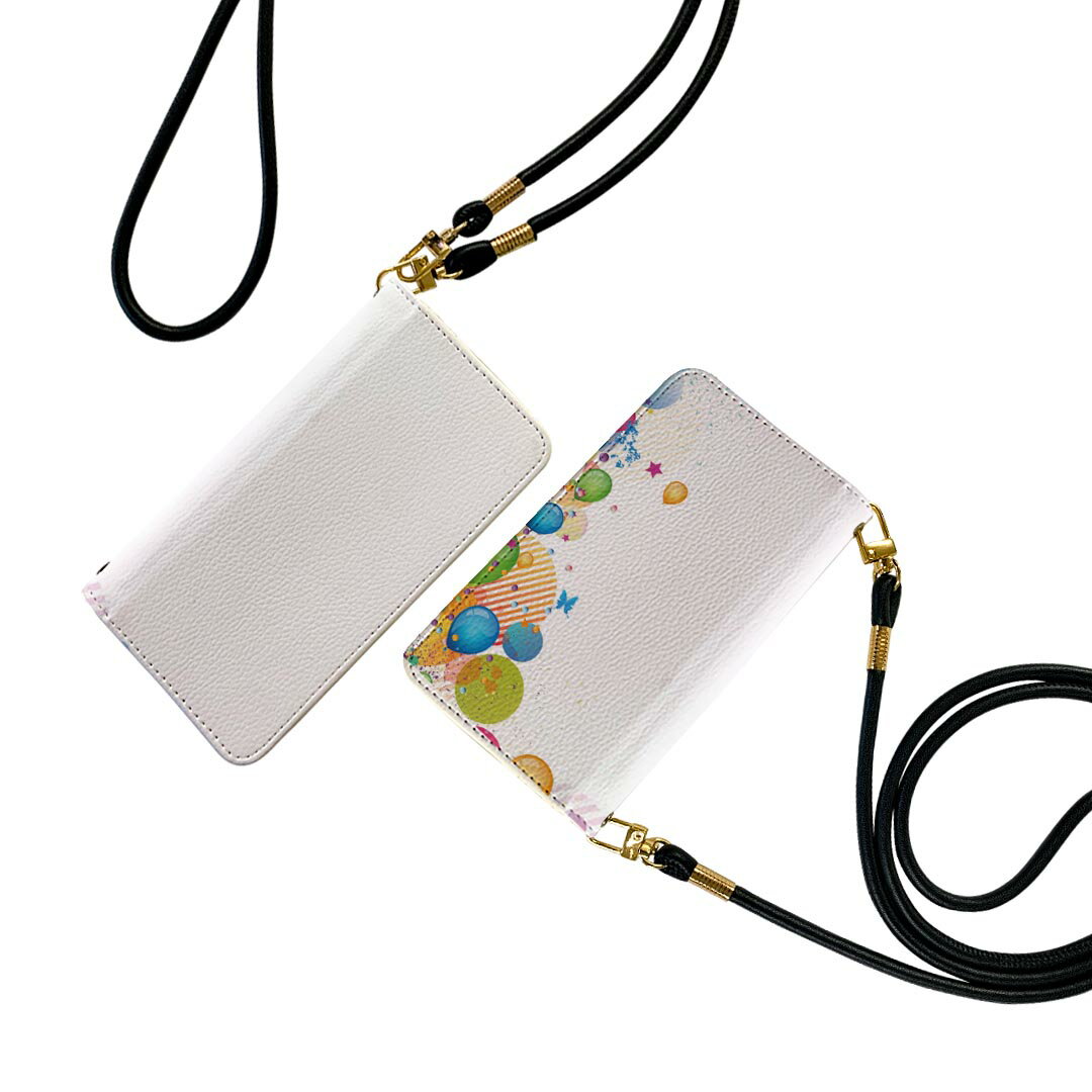 商品特徴・ショルダー付き手帳型スマホケース・シームレスな全面デザイン（内側は落ち着いたオフホワイト）・外側は高品質の人工革を使用・内側にはスマホを装着するケースが付属・機種専用のカメラホール仕様でケースを装着したままの撮影が可能・ワンセグや...