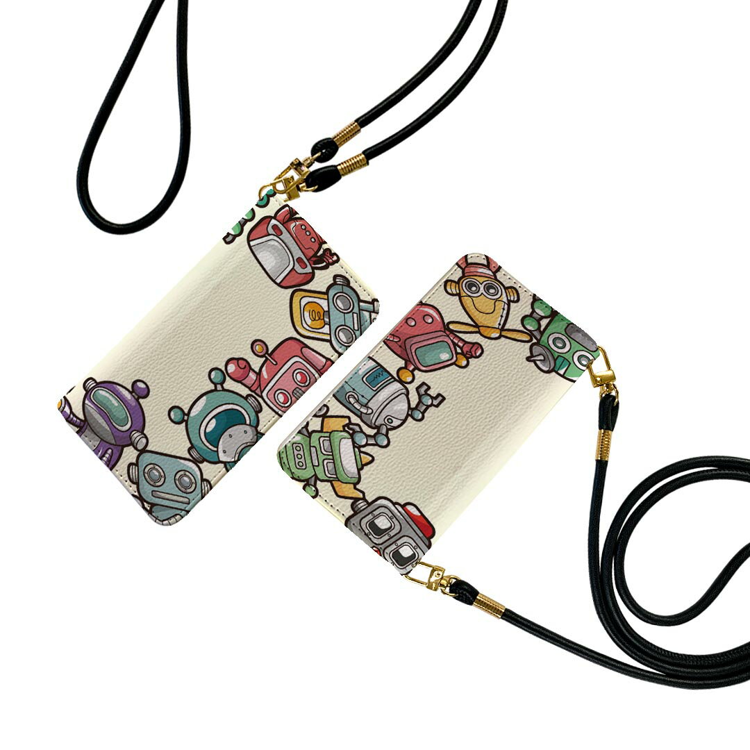 商品特徴・ショルダー付き手帳型スマホケース・シームレスな全面デザイン（内側は落ち着いたオフホワイト）・外側は高品質の人工革を使用・内側にはスマホを装着するケースが付属・機種専用のカメラホール仕様でケースを装着したままの撮影が可能・ワンセグや...