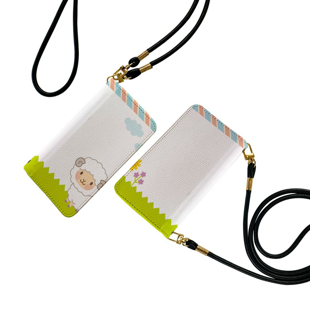 商品特徴・ショルダー付き手帳型スマホケース・シームレスな全面デザイン（内側は落ち着いたオフホワイト）・外側は高品質の人工革を使用・内側にはスマホを装着するケースが付属・機種専用のカメラホール仕様でケースを装着したままの撮影が可能・ワンセグや...