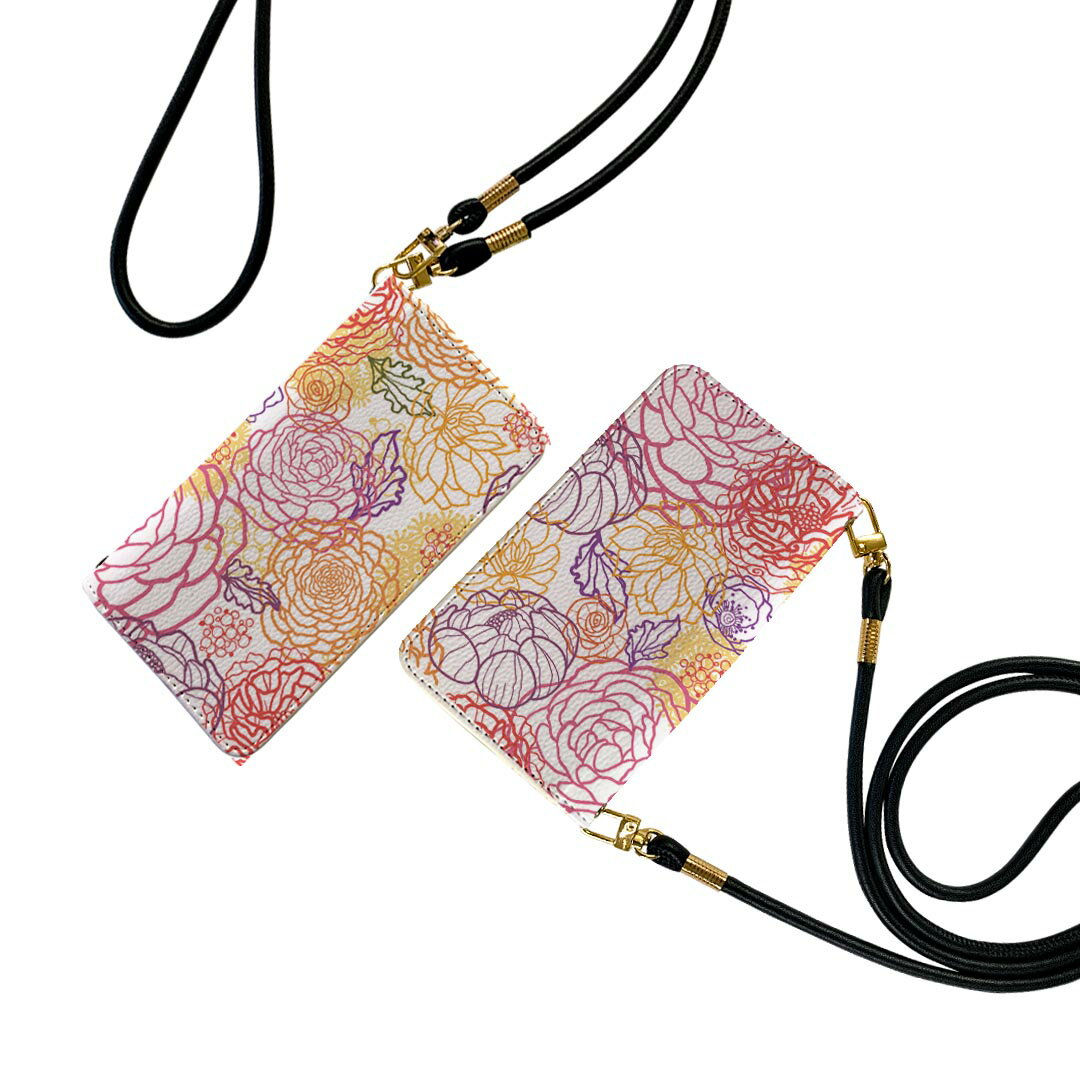 商品特徴・ショルダー付き手帳型スマホケース・シームレスな全面デザイン（内側は落ち着いたオフホワイト）・外側は高品質の人工革を使用・内側にはスマホを装着するケースが付属・機種専用のカメラホール仕様でケースを装着したままの撮影が可能・ワンセグや...