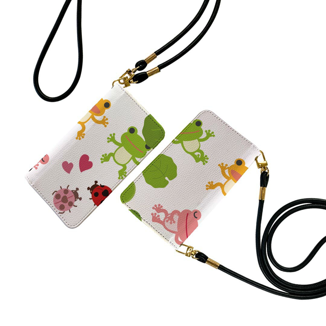 商品特徴・ショルダー付き手帳型スマホケース・シームレスな全面デザイン（内側は落ち着いたオフホワイト）・外側は高品質の人工革を使用・内側にはスマホを装着するケースが付属・機種専用のカメラホール仕様でケースを装着したままの撮影が可能・ワンセグや...